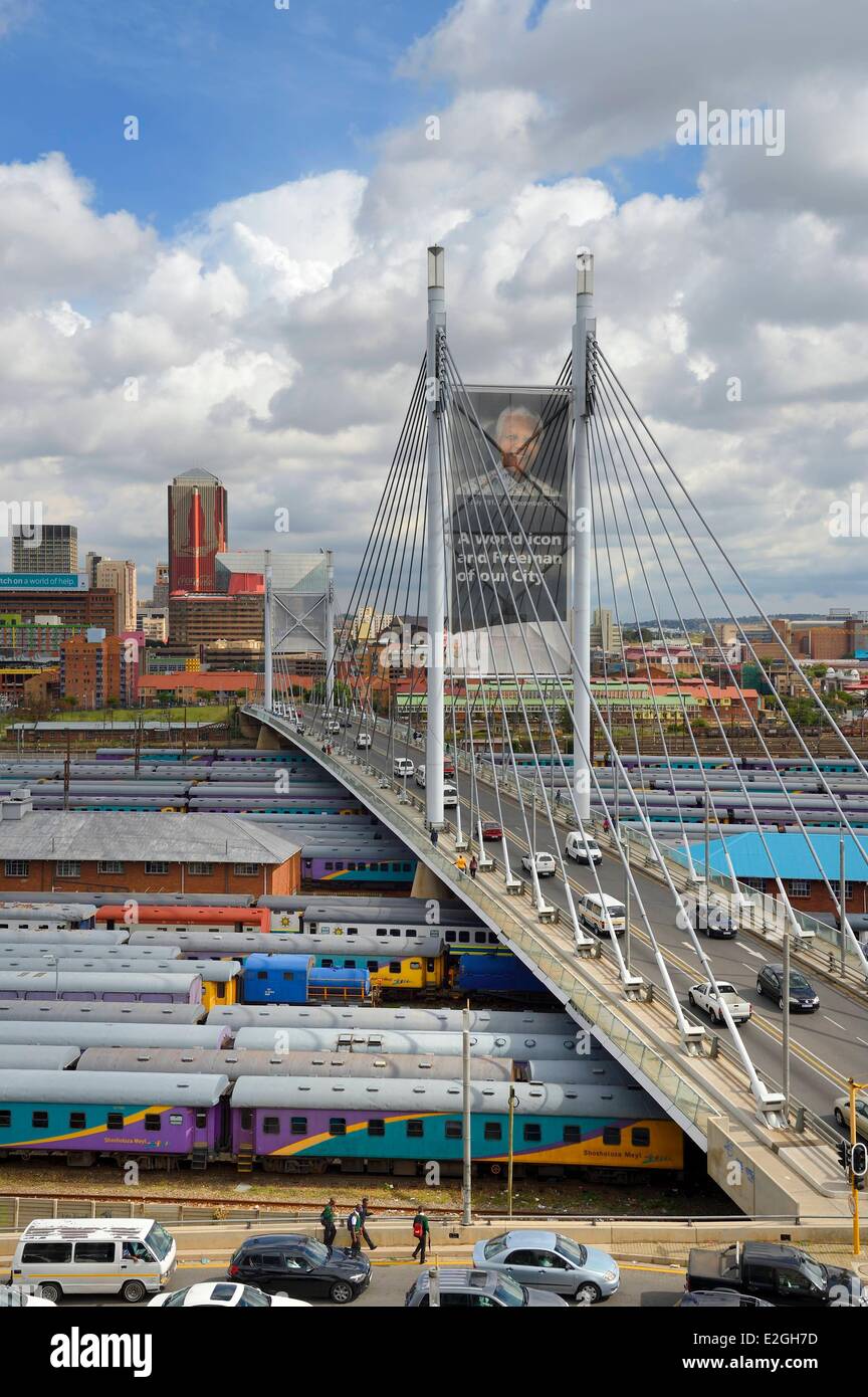 South Africa Gauteng province Johannesburg Nelson Mandela bridge over ...