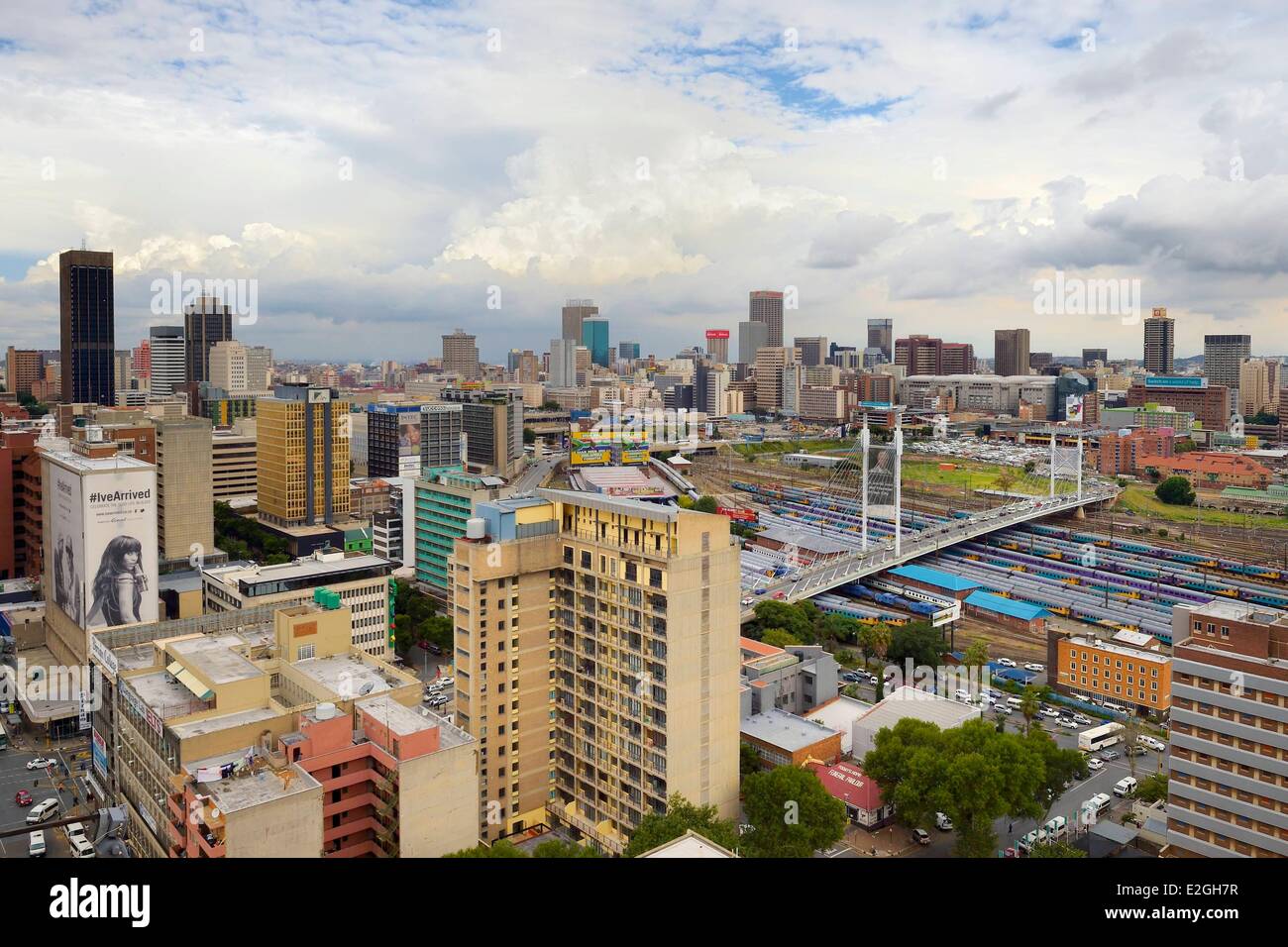 South Africa Gauteng province Johannesburg Nelson Mandela bridge over ...
