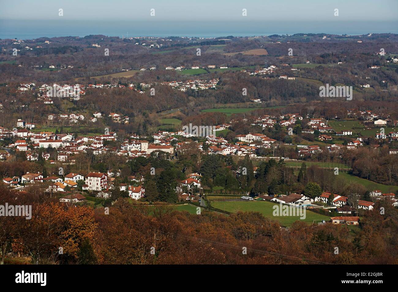 France Pyrenees Atlantiques Pays Basque view of Ascain village during ...