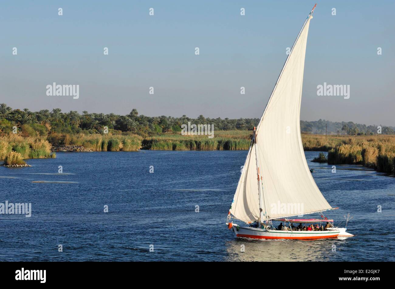 Egypt Upper Egypt Munihah felucca on Nile between Edfu and Kom Ombo ...
