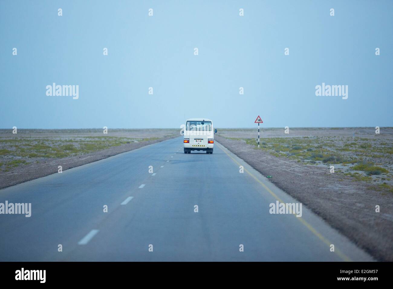 Sultanate of Oman Ash Sharqiyyah region Wahiba Sands bus on road ...