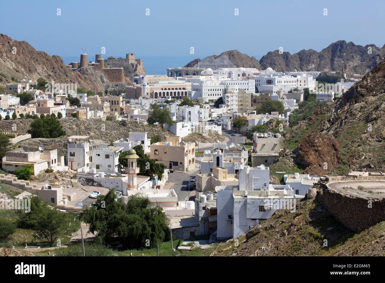 Sultanate of Oman Muscat Old Town Al Mirani fort and Al Jalali fort ...