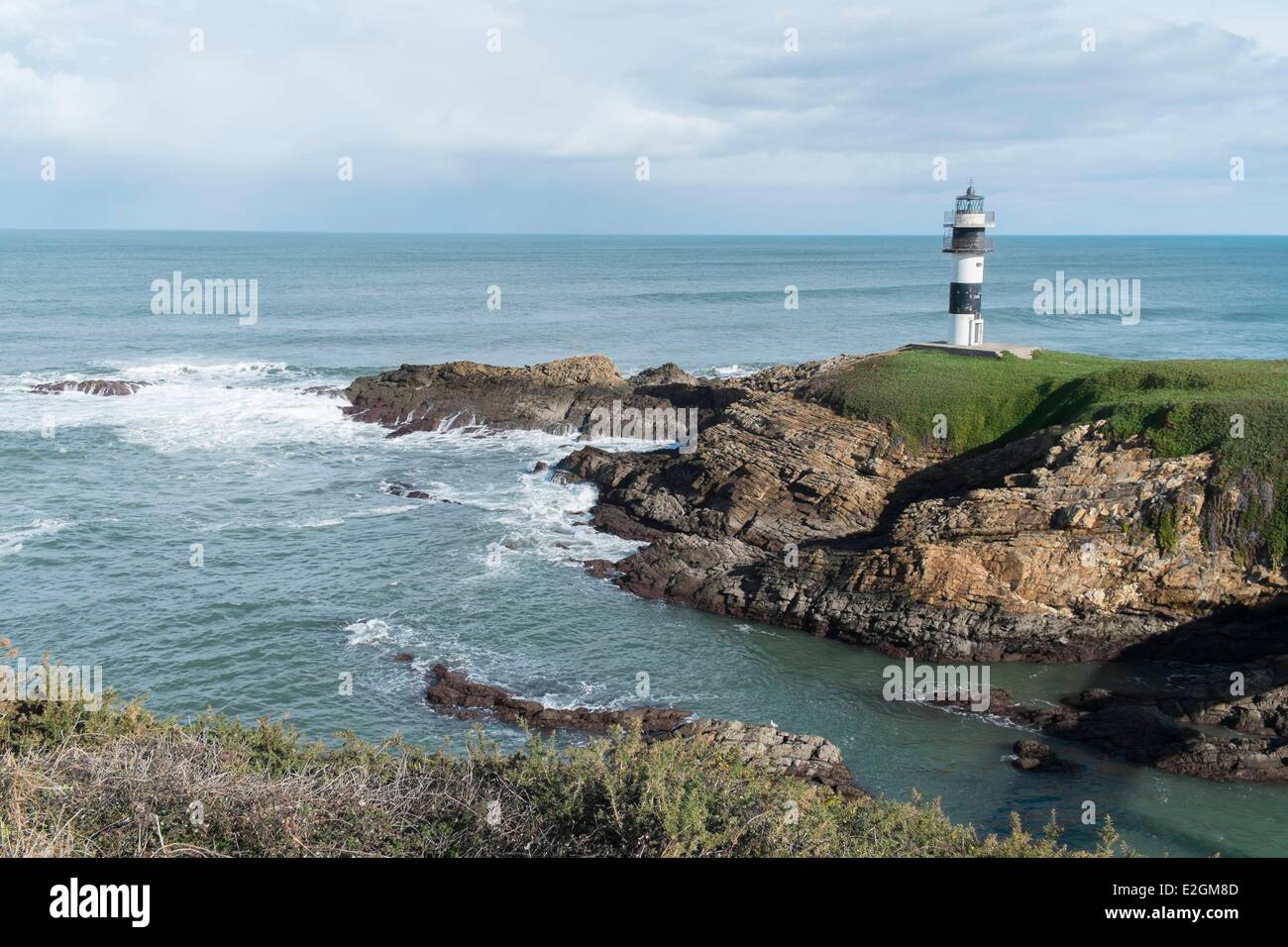 Spain Galicia Cantabrian coast Ribadeo Illa Plancha lighthouse Stock ...
