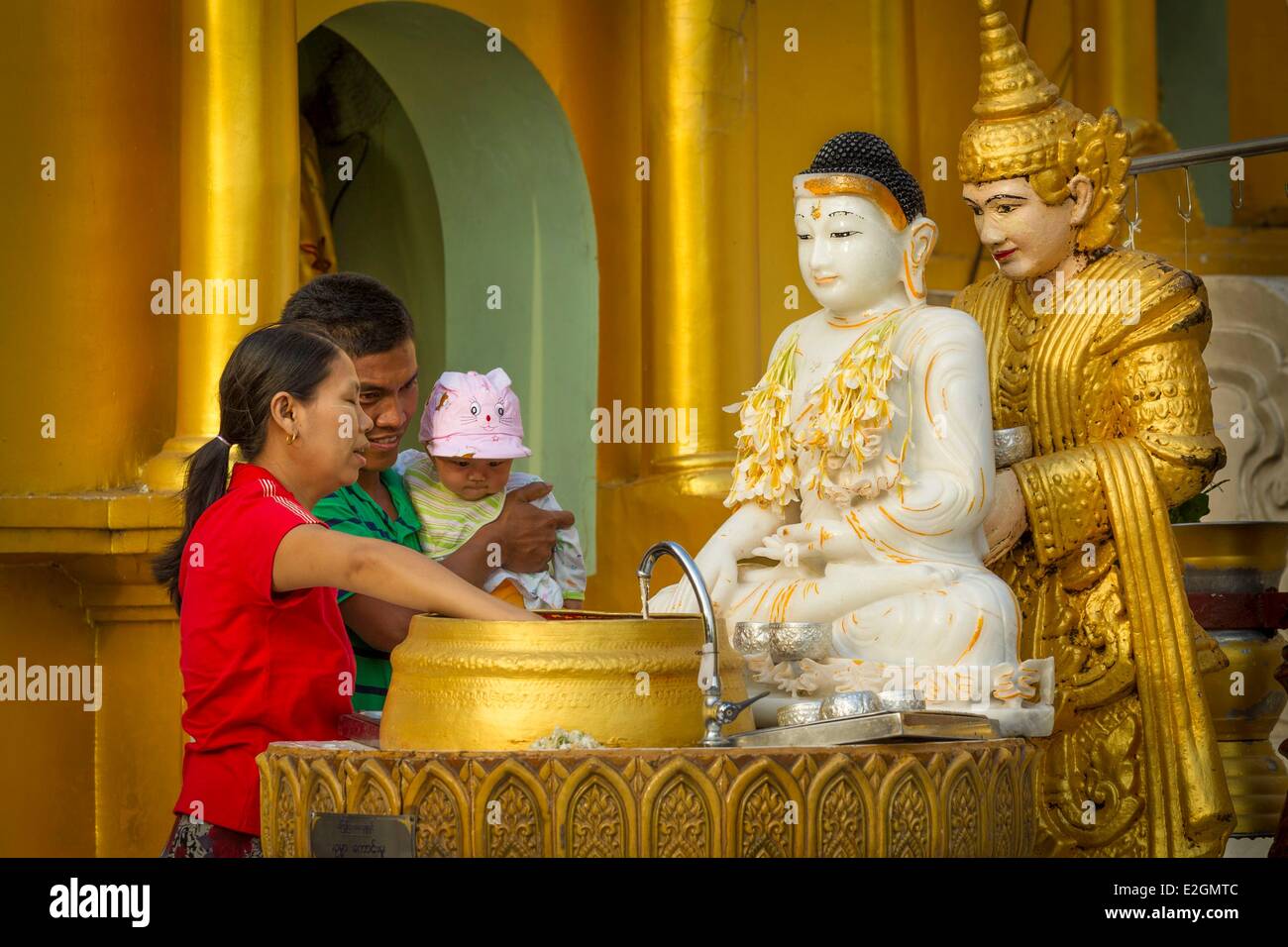 Myanmar (Burma) Yangon Division Yangon Shwedagon Pagoda family ...