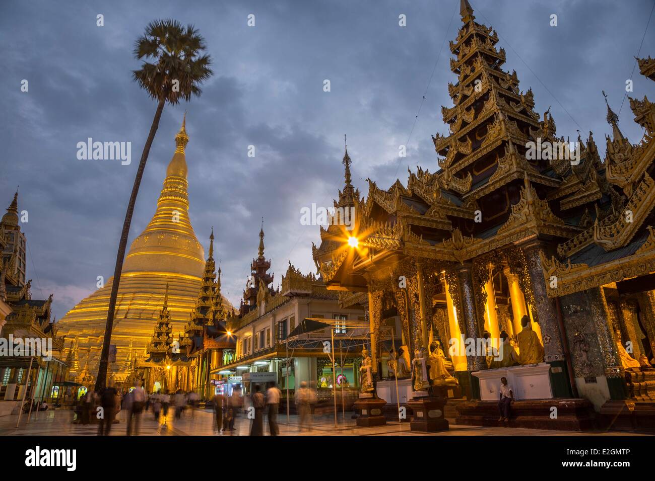 Myanmar (Burma) Yangon Division Yangon Shwedagon Pagoda north side at ...