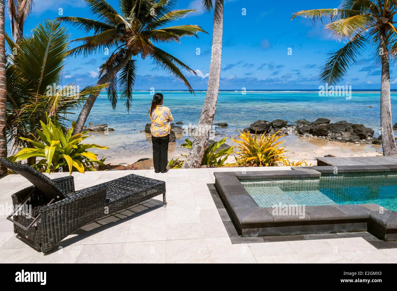 Cook Islands Rarotonga Island Te Manara resort hotel on Muri lagon ...