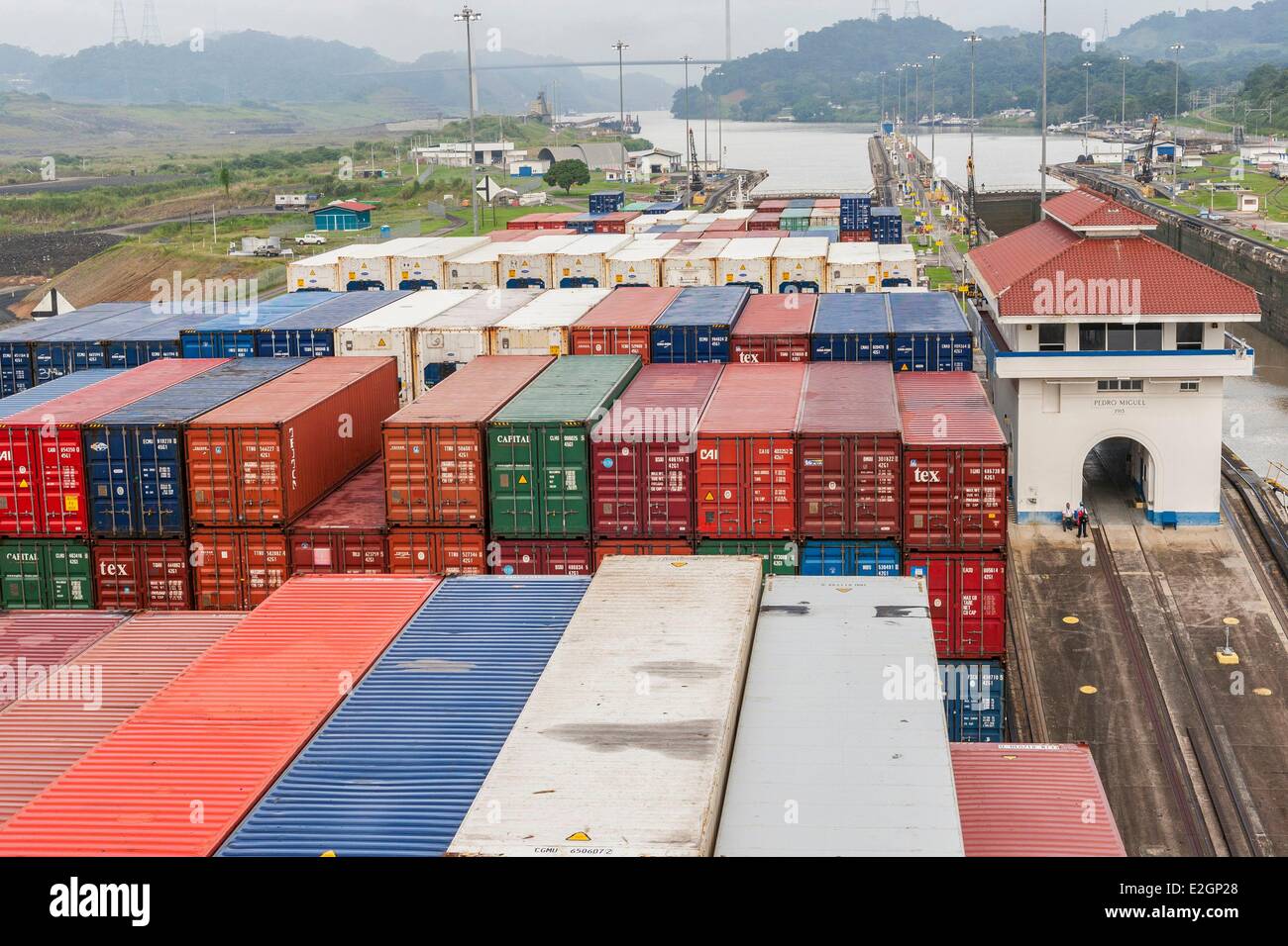 Panama Panama Canal Pedro Miguel locks completed in 1911 boat CGM CGM ...