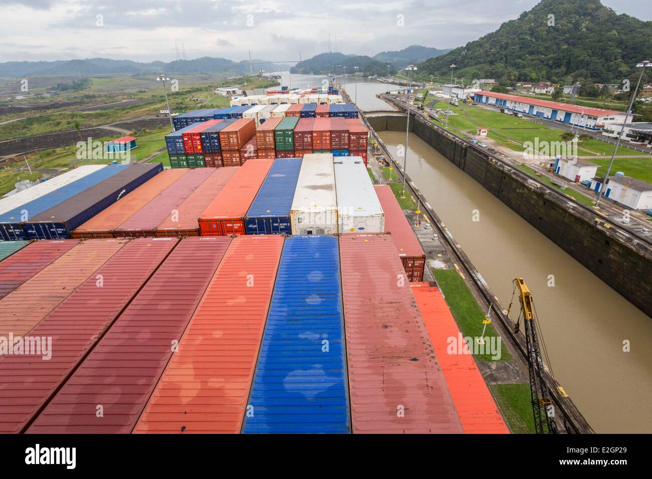 Panama Panama Canal Pedro Miguel locks completed in 1911 boat CGM CGM ...