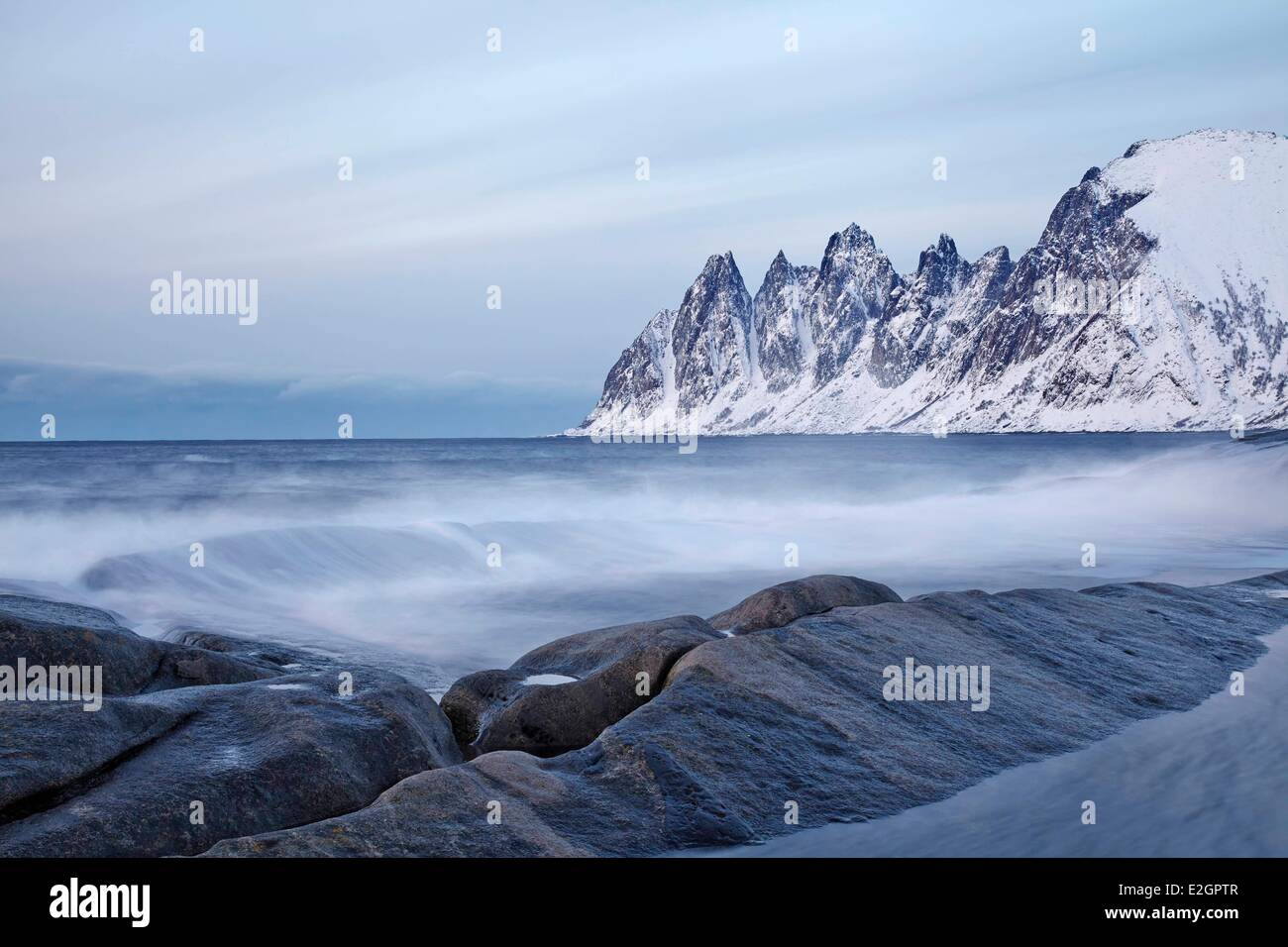 Norway Troms Senja island Tungeneset viewpoint in winter Stock Photo ...