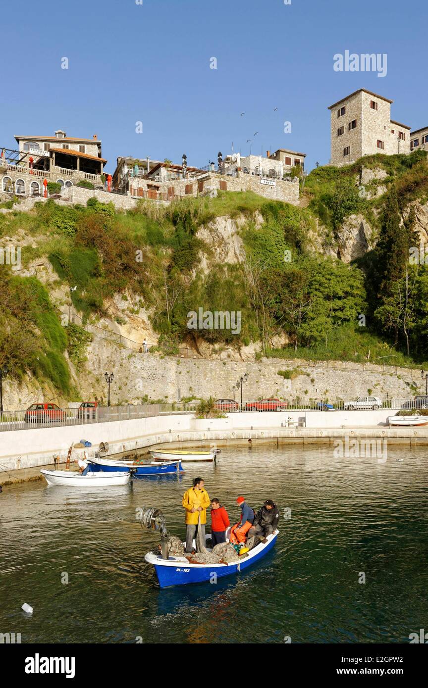 Montenegro Adriatic coast Ulcinj town harbor Stock Photo - Alamy