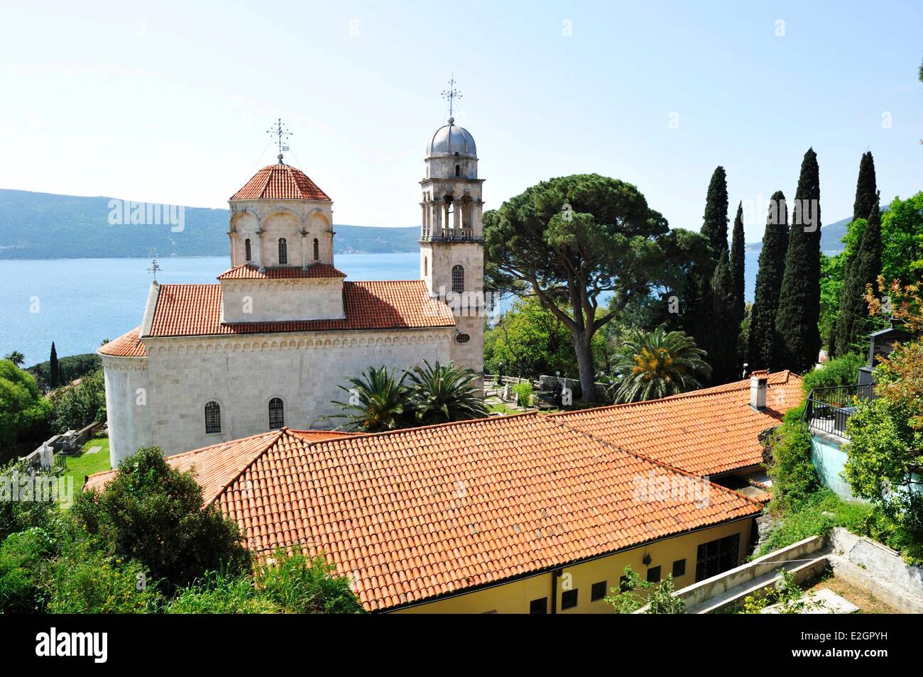 Montenegro Adriatic coast Kotor bay Herceg Novi Savina monastery Stock ...