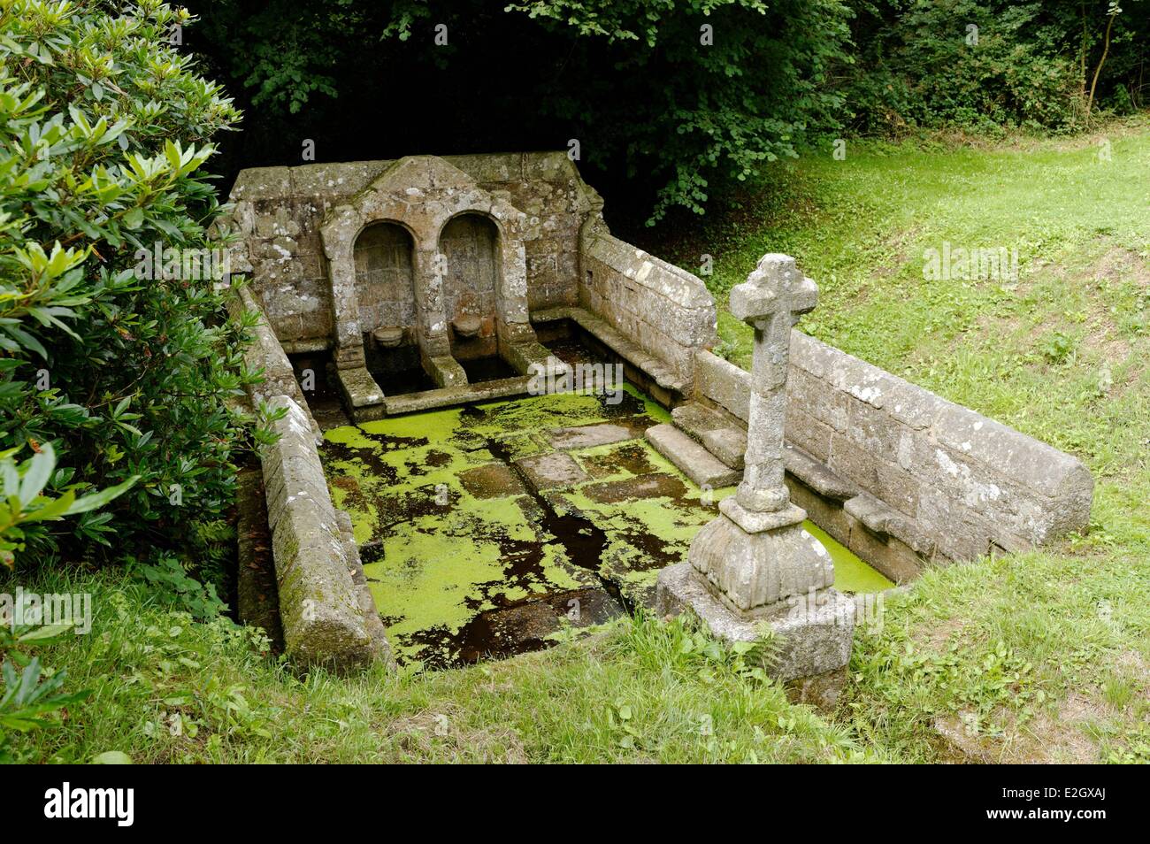 France Cotes d'Armor Bulat Pestivien fountain of rooster Stock Photo ...