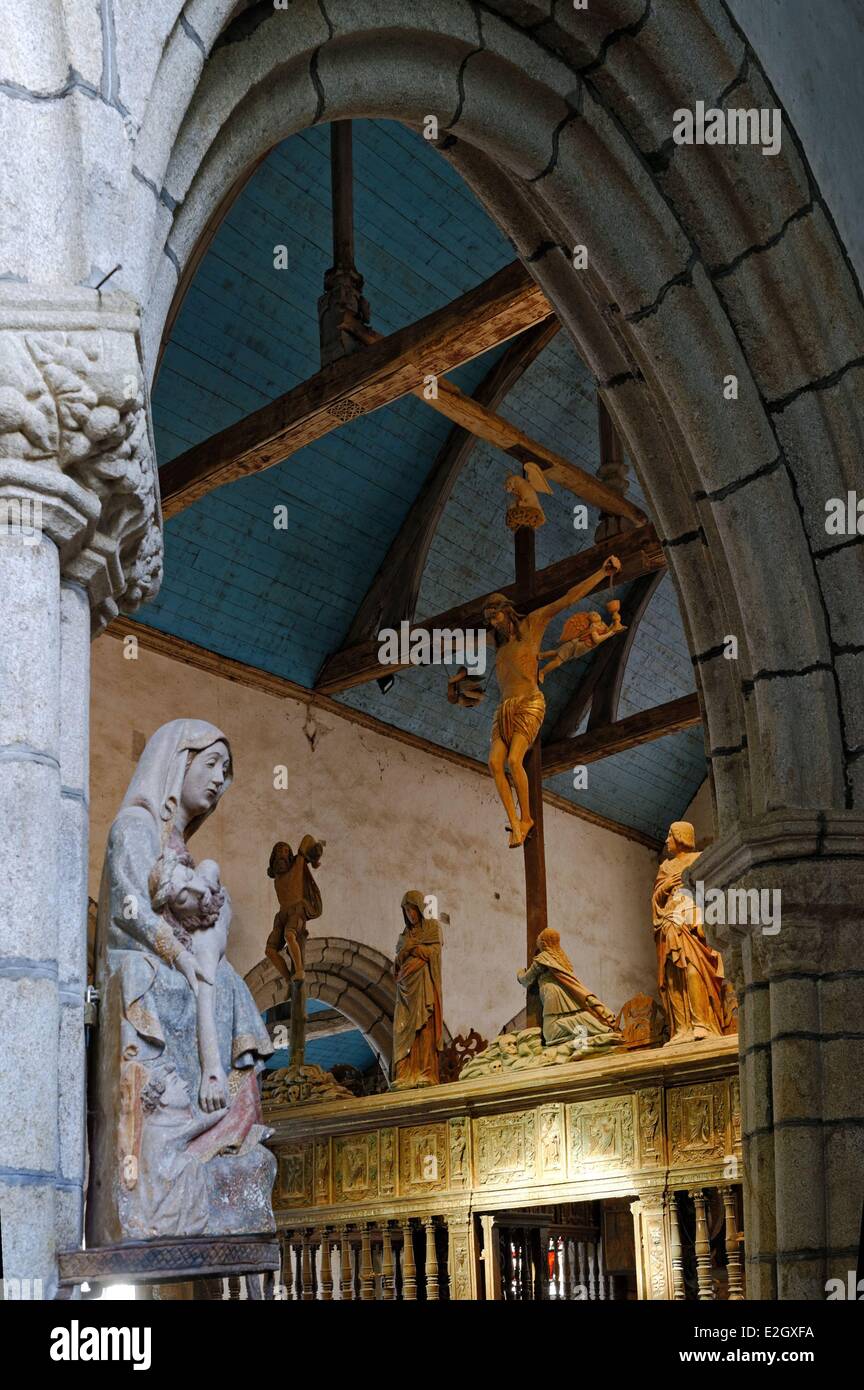 France Finistere Saint Herbot late Gothic chapel of St Herbot rood beam ...