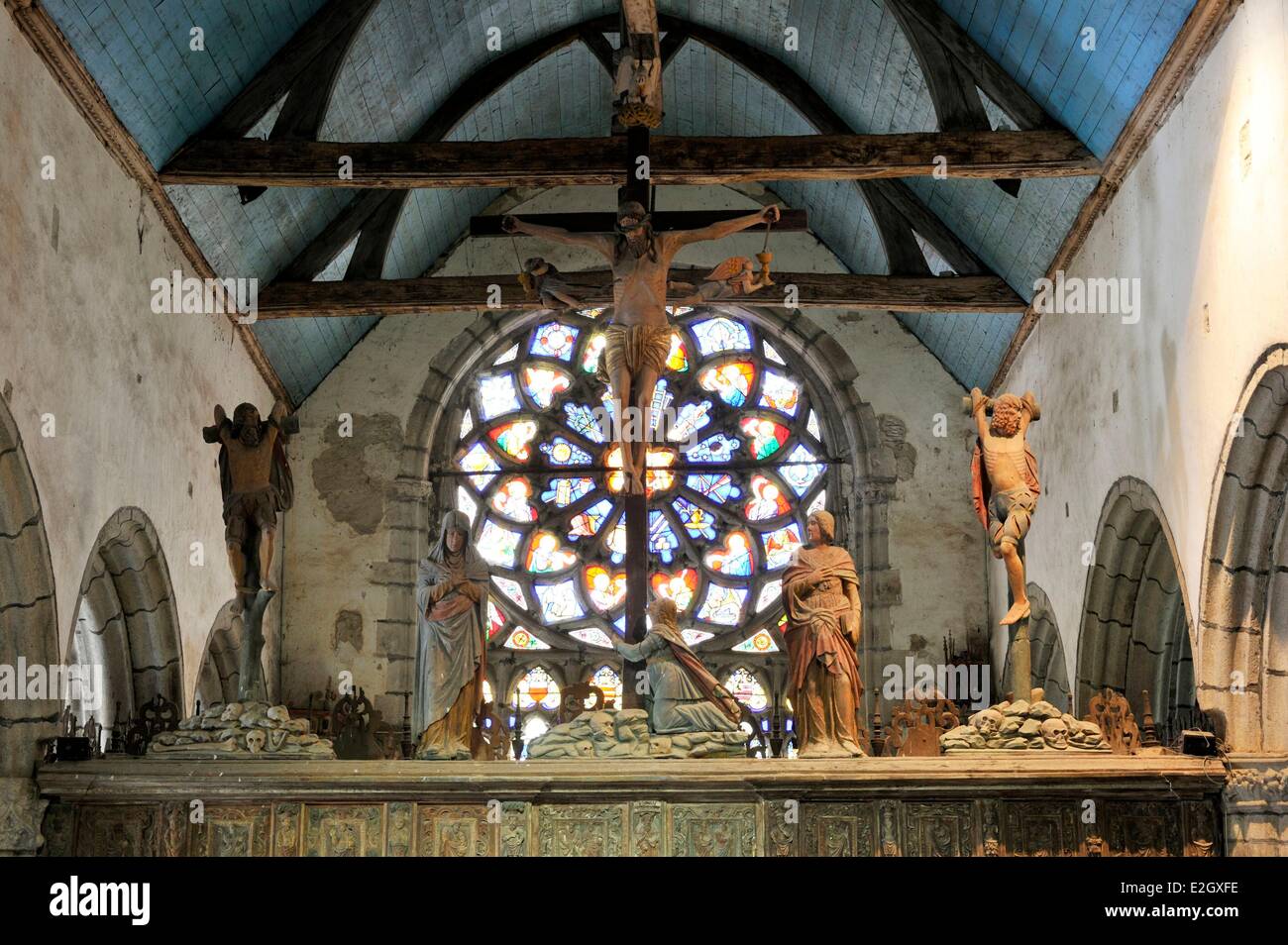 France Finistere Saint Herbot late Gothic chapel of St Herbot rood beam ...