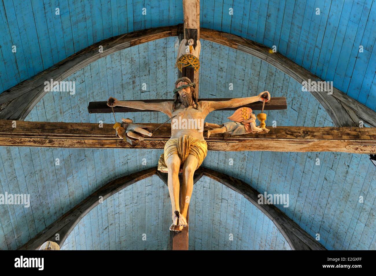 France Finistere Saint Herbot late Gothic chapel of St Herbot rood beam ...