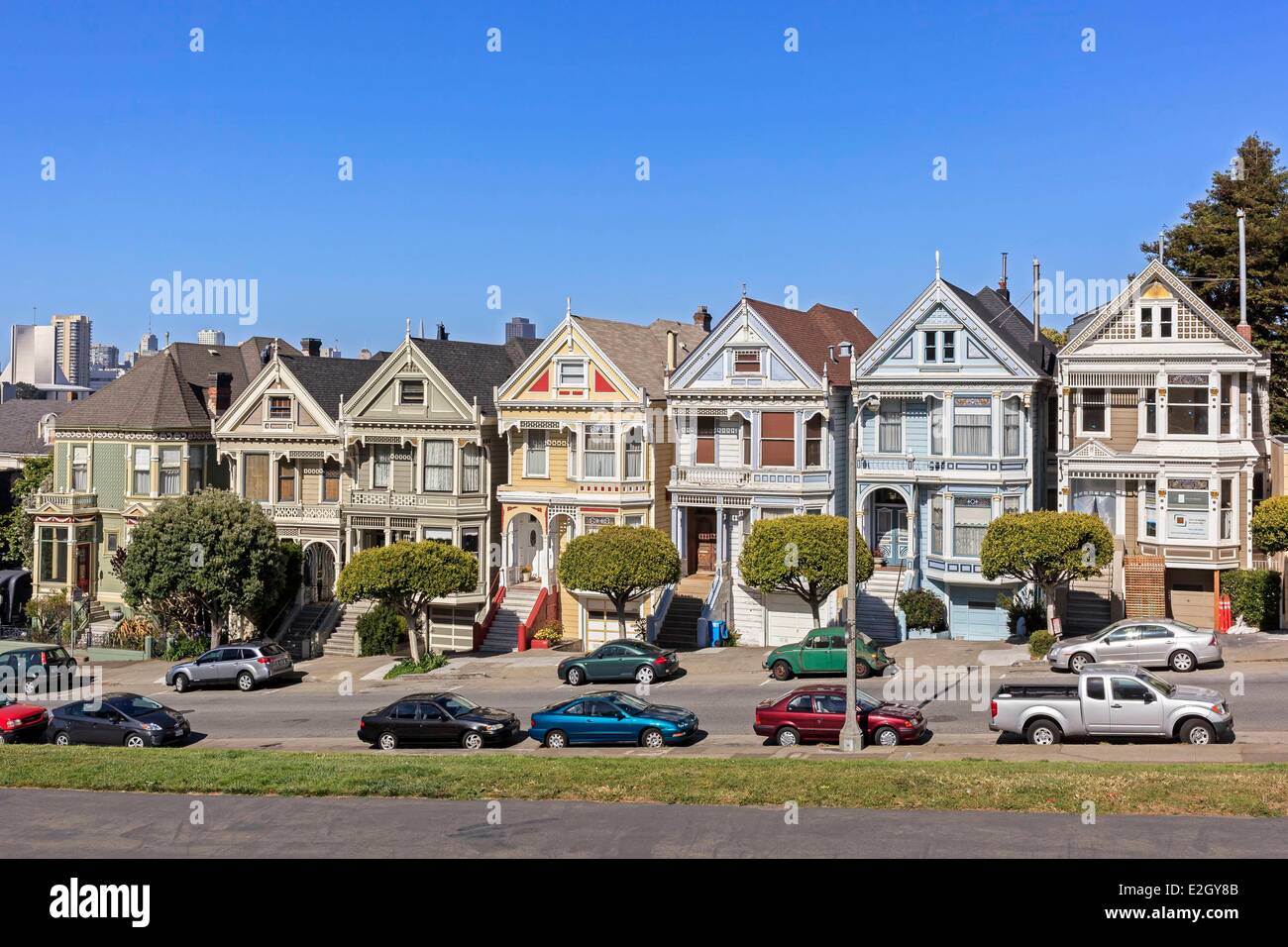 United States California San Francisco Alamo Square Victorian houses ...