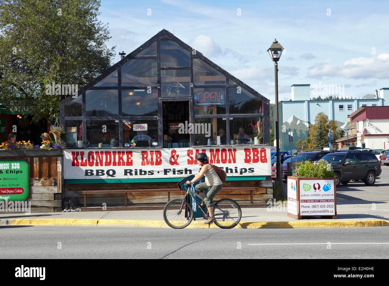 Canada Yukon province Whitehorse restaurant and street in Whitehorse ...