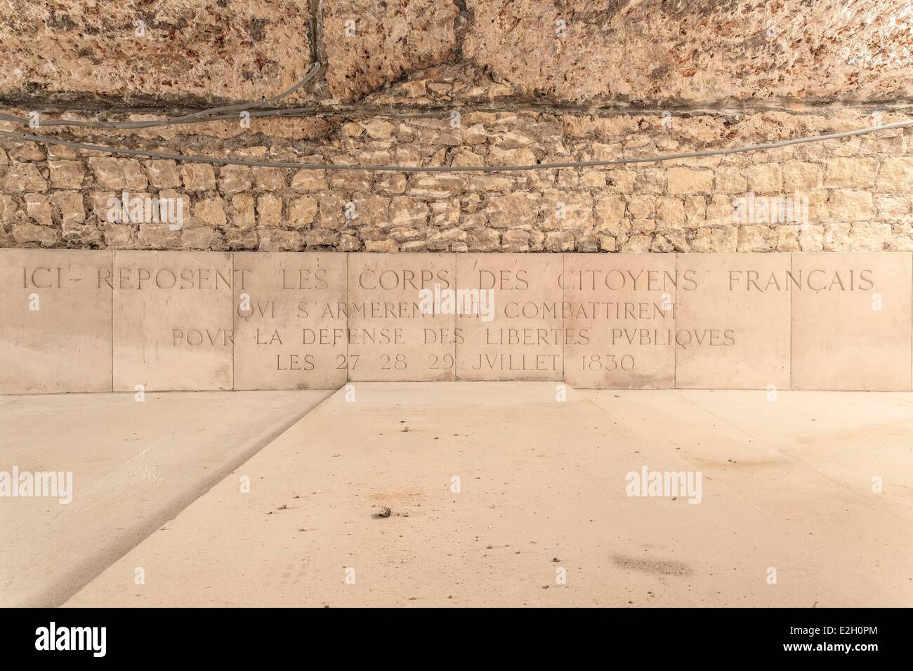 France Paris Place de la Bastille crypt located underneath July Column ...