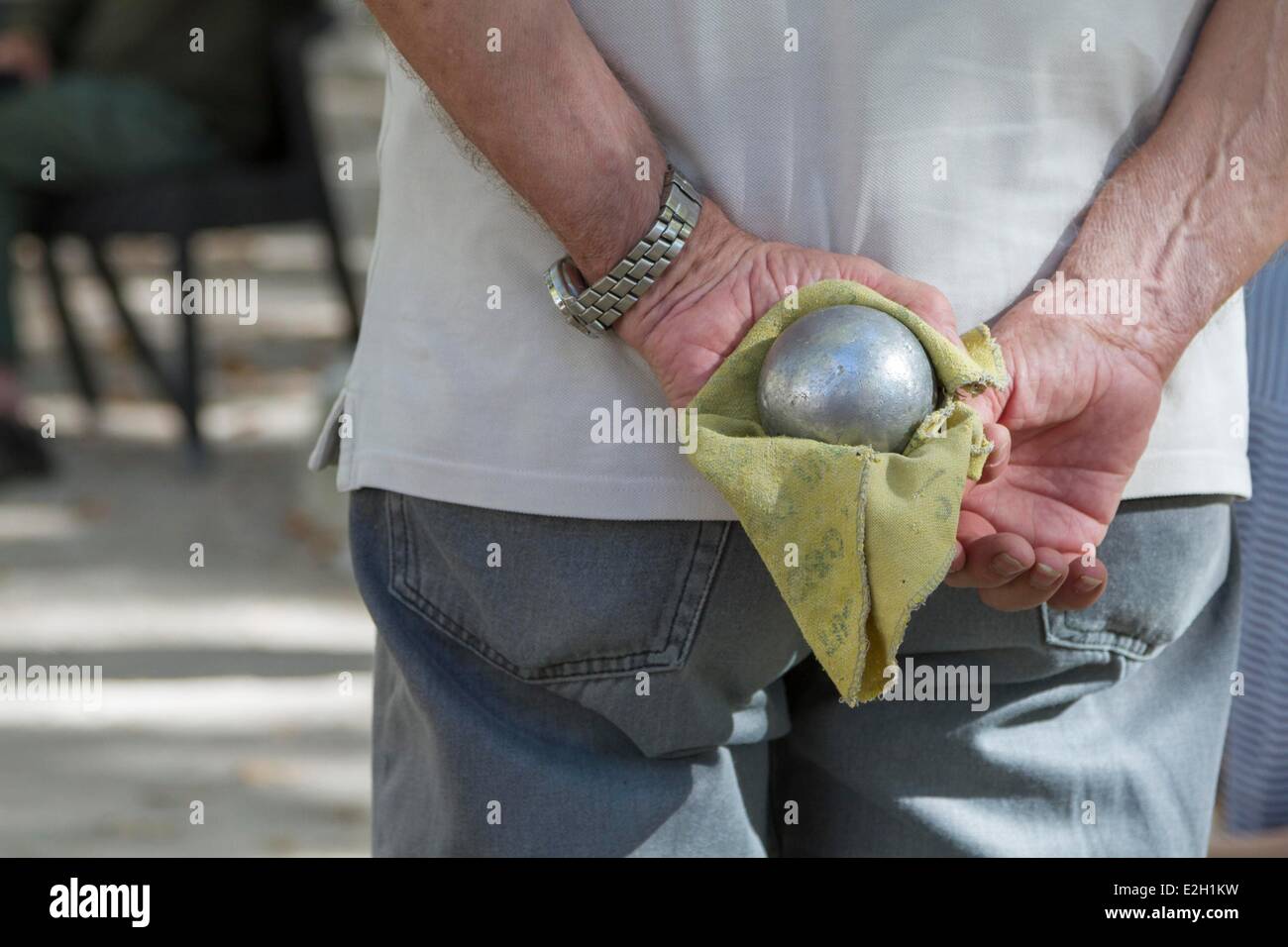 France Var Saint Tropez playing Petanque (French bowls) on Place des ...