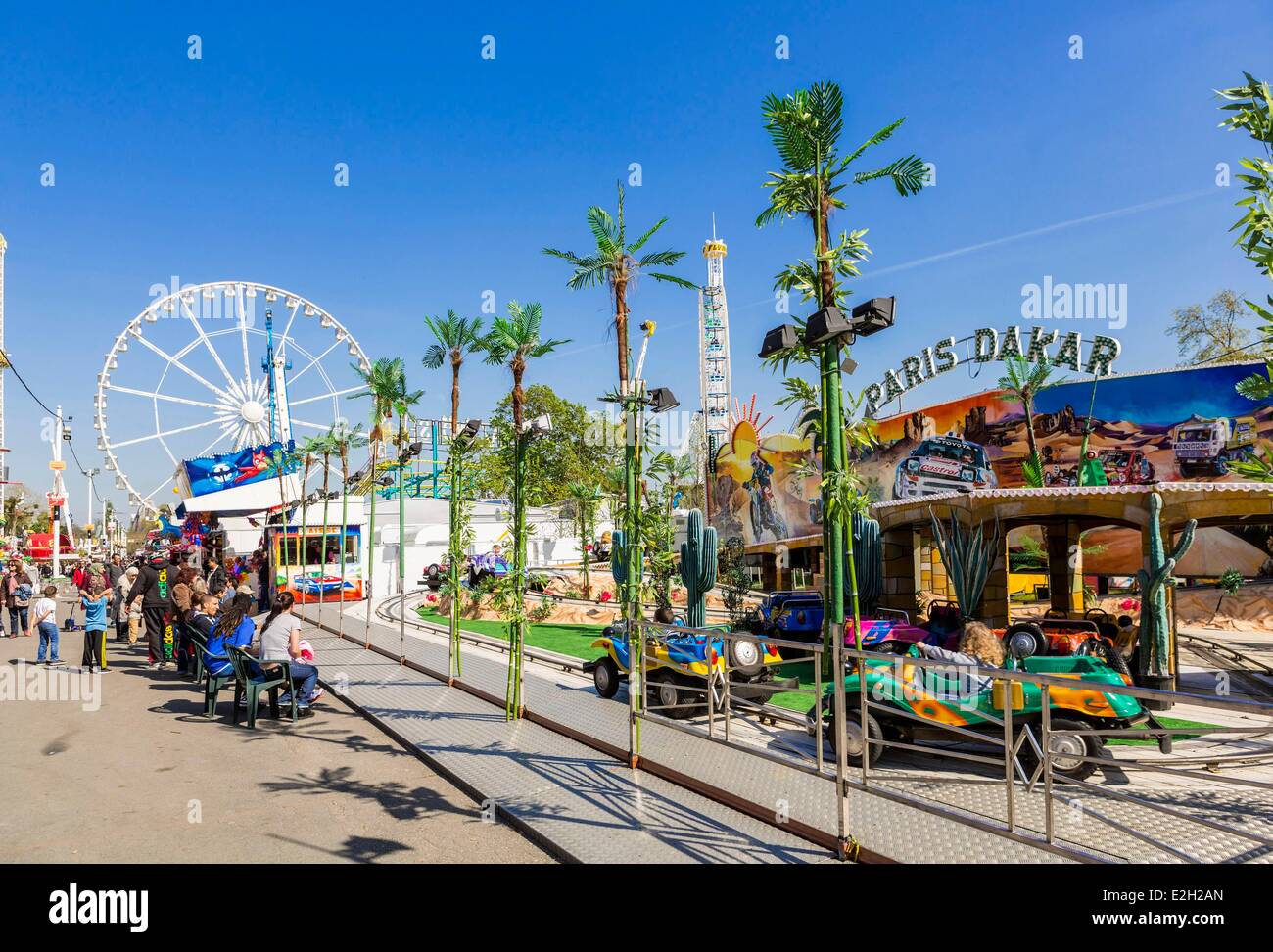 France Paris Foire du Trone (amusement park in spring in Paris) at Bois ...