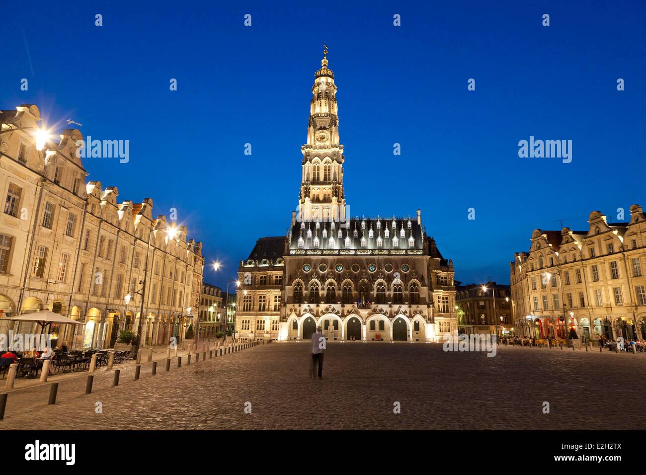France Pas de Calais Arras Place des Heros Town Hall at night topped ...