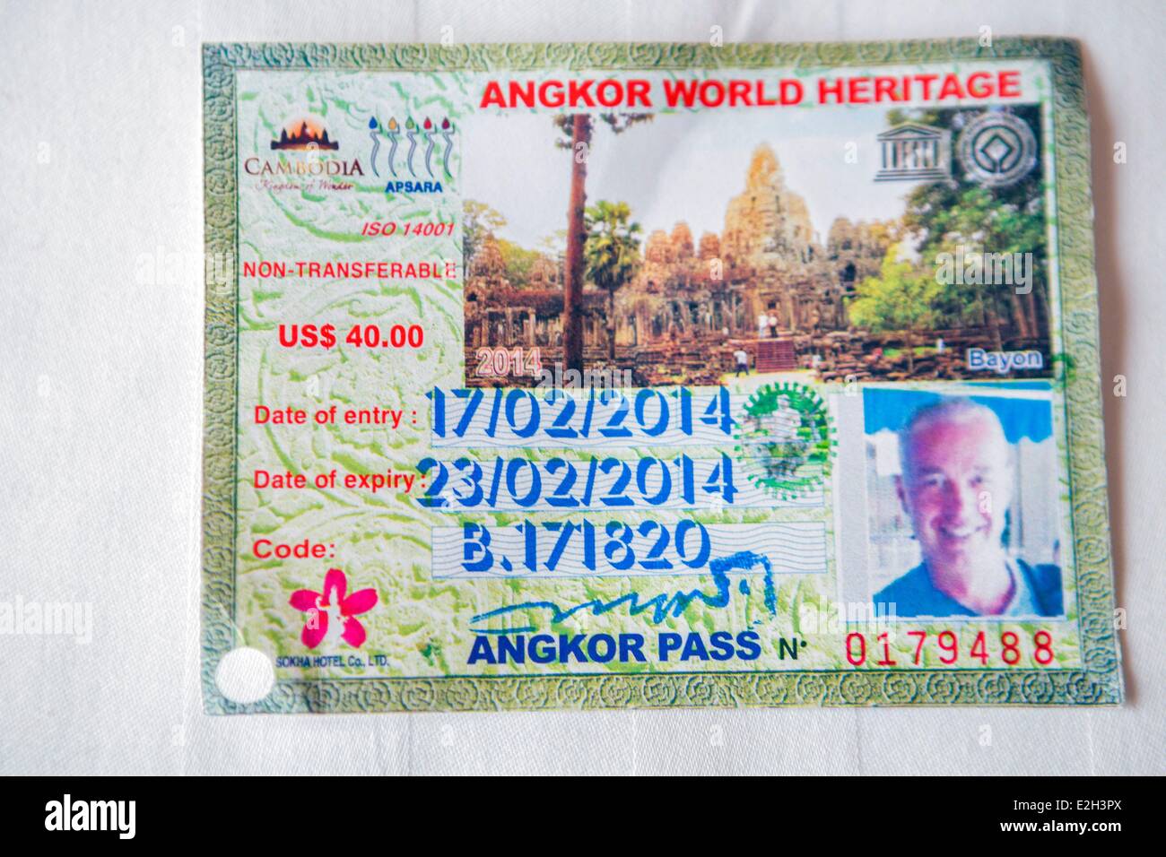 Cambodia Siem Reap Province Angkor temple complex pass card entry sites ...