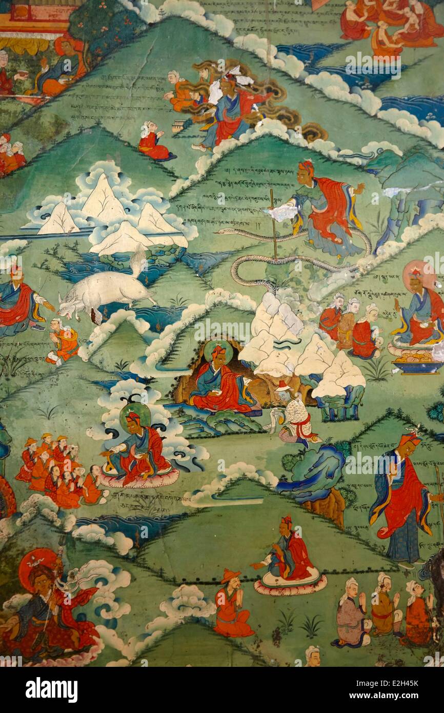 China Tibet Samye old Buddhist painting in Samye monastery Stock Photo ...