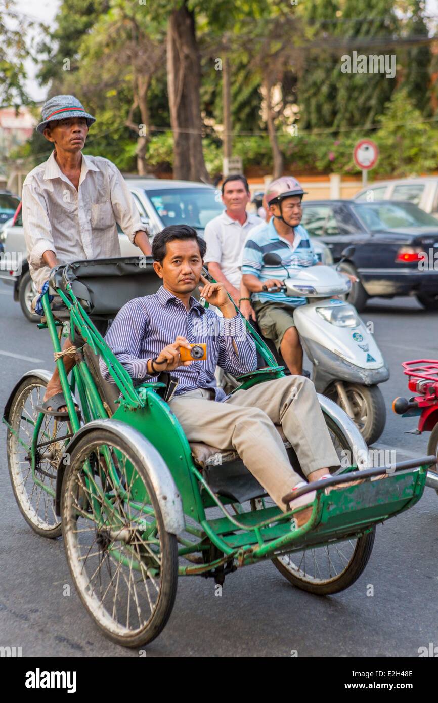 Cambodia Phnom Penh transportation in rickshaw Stock Photo - Alamy