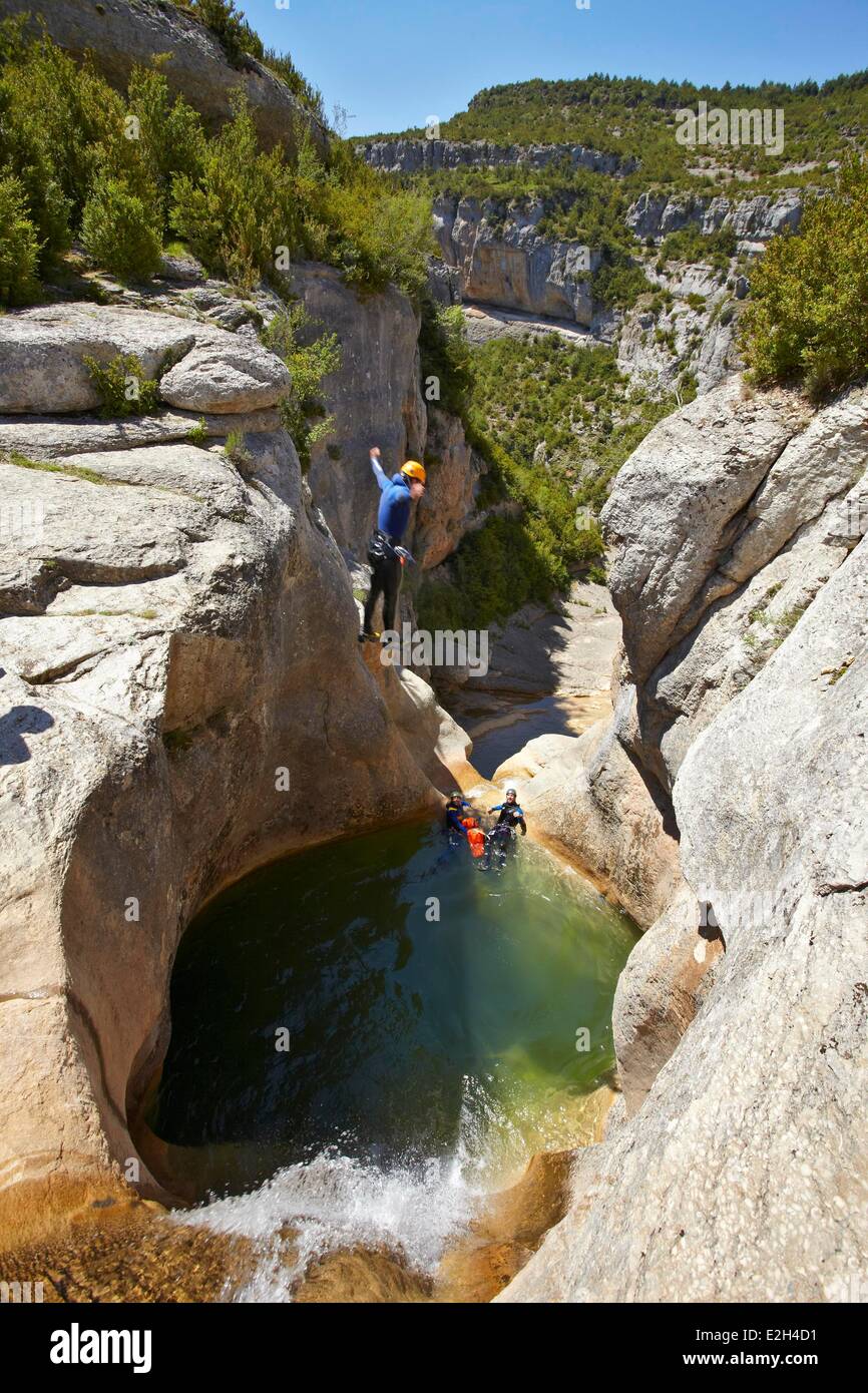 Spain Aragon Sierra de Guara Rodellar canyoning in Mascun river Stock ...