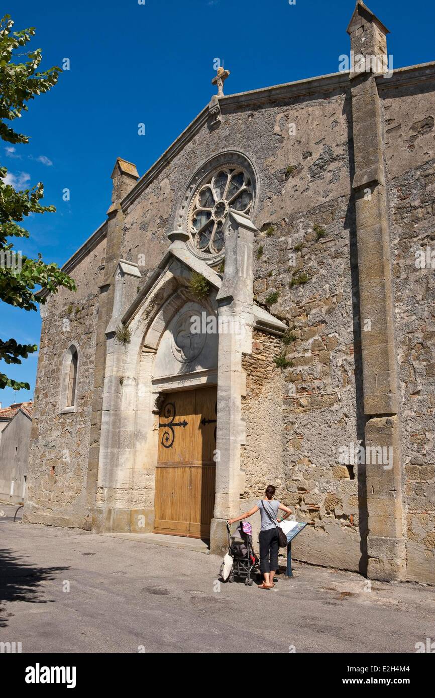 France Aude Cathar village of Bram built in concentric circles around ...
