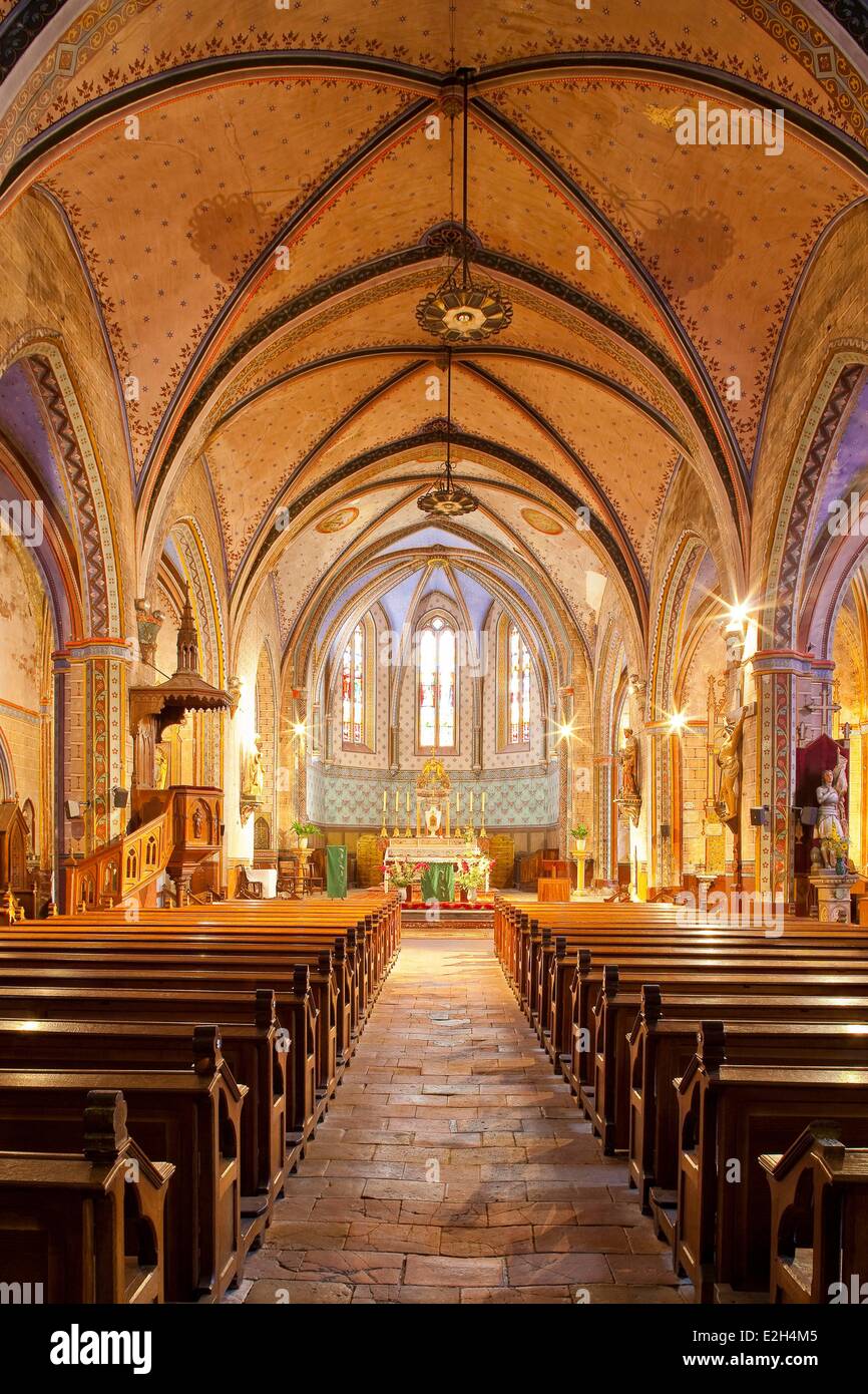 France Aude Cathar village of Bram built in concentric circles around ...