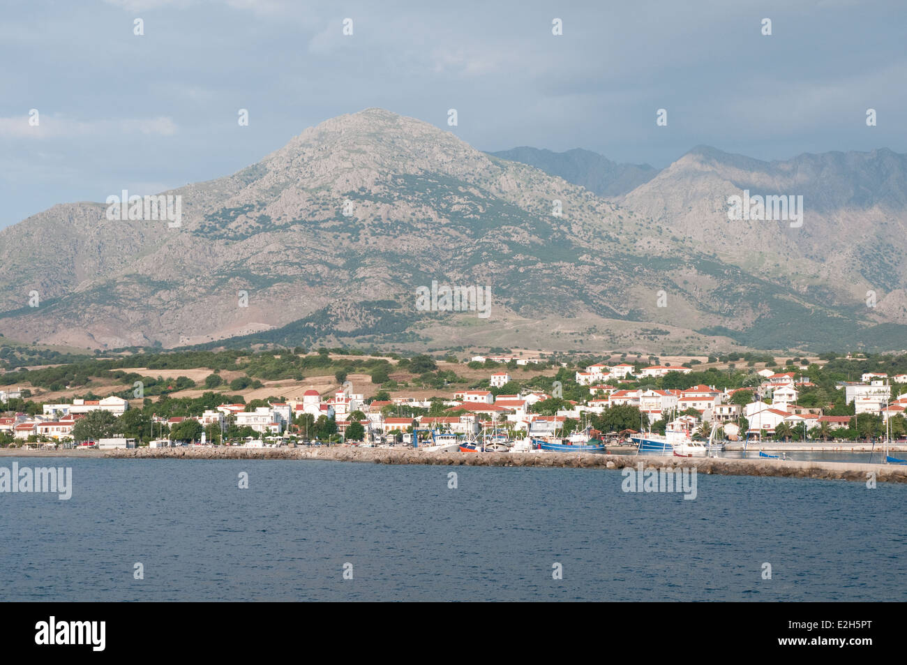 The port town of Kamariotissa on the Greek island of Samothraki ...
