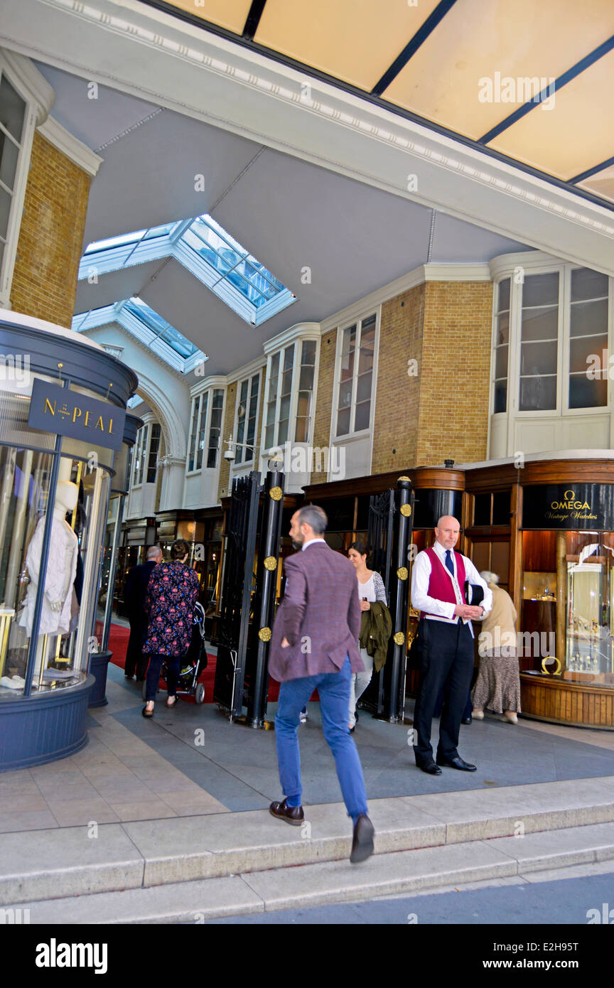 Entrance to the Burlington Arcade, Mayfair, City of Westminster, London ...
