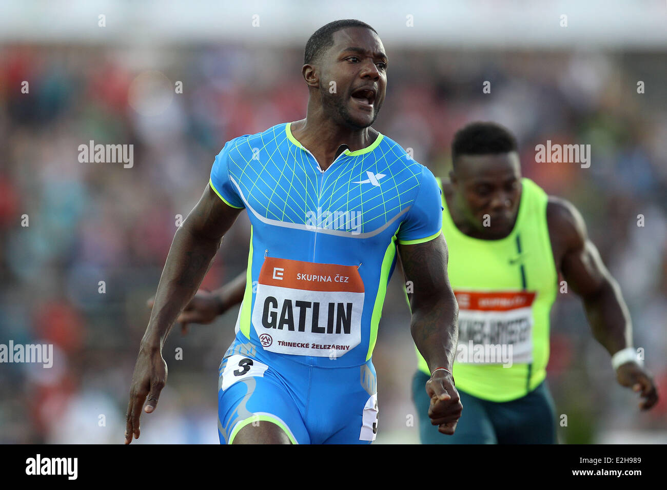 Justin Gatlin from USA competes to win the men's 100m race at the ...