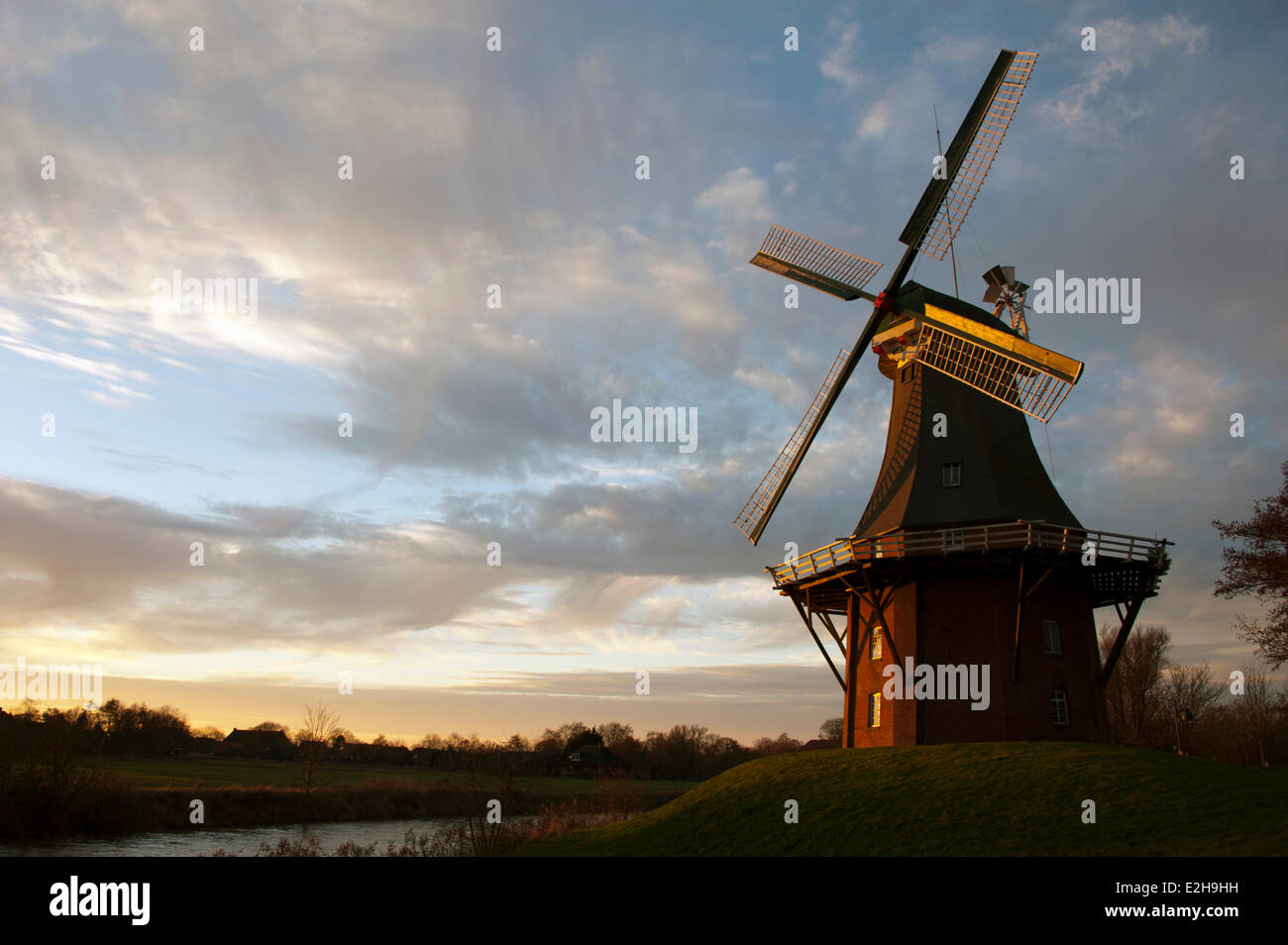 Windmill, one of the twin windmills, Greetsiel, East Frisia, Lower ...