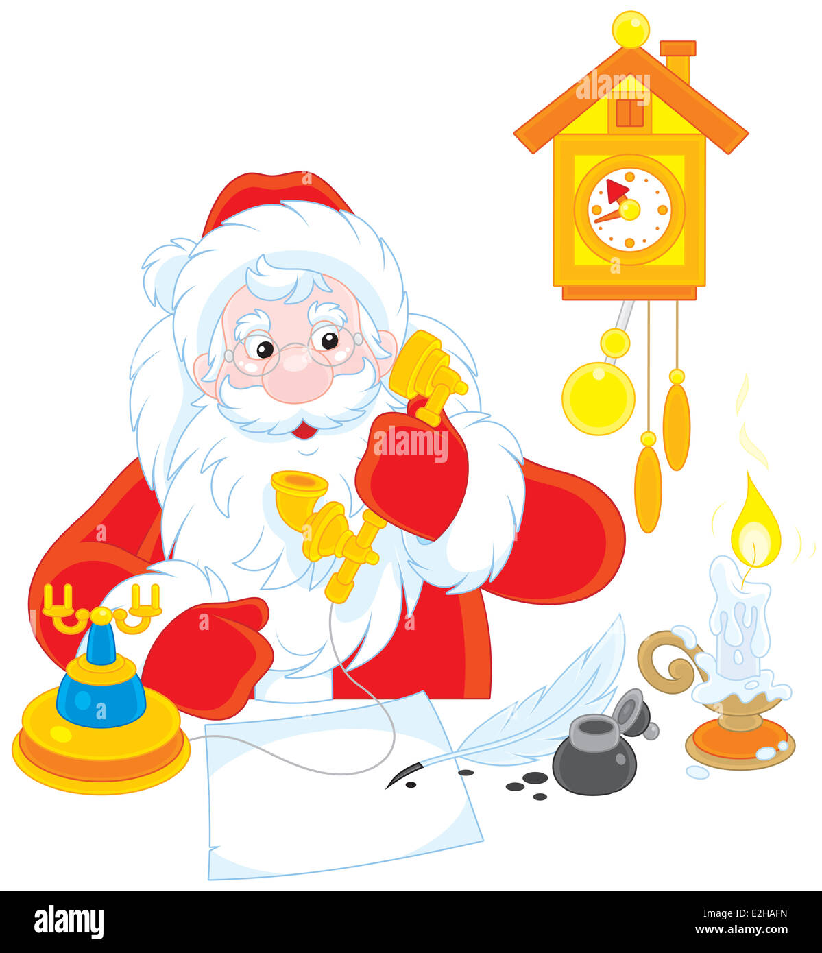 Santa Claus calling on the phone Stock Photo - Alamy