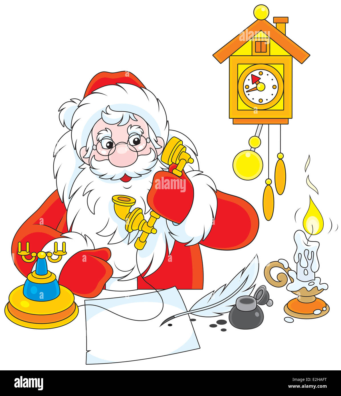 Father Christmas talking on his old phone Stock Photo - Alamy