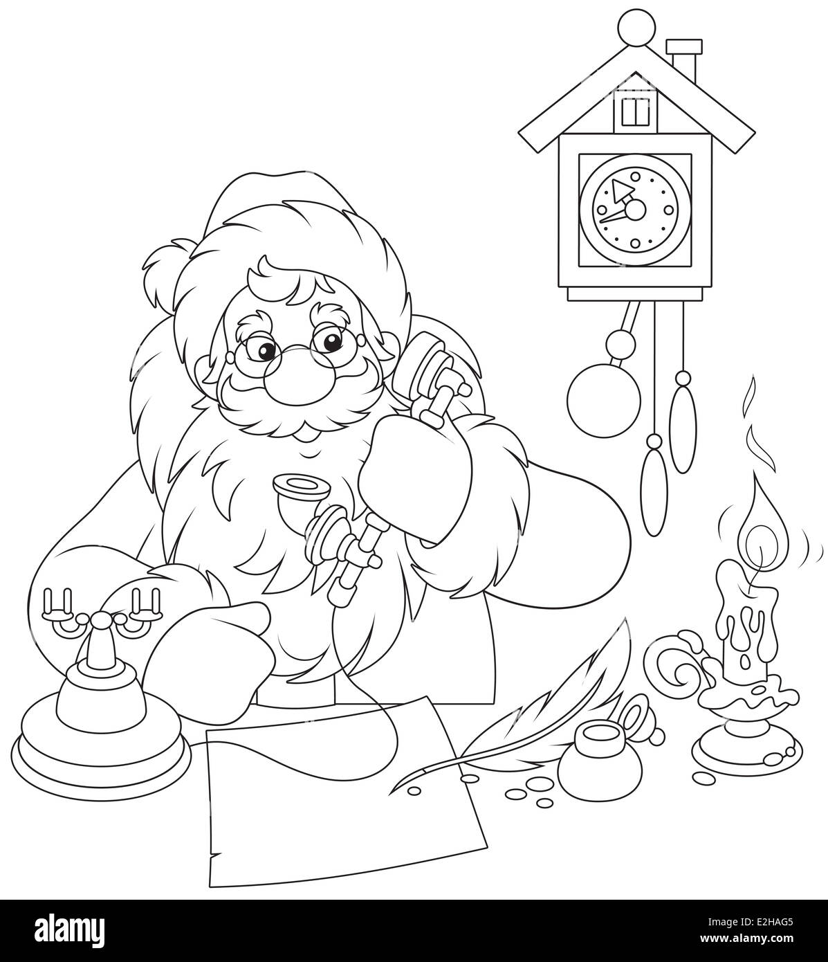 Santa Claus calling on the phone Stock Photo - Alamy