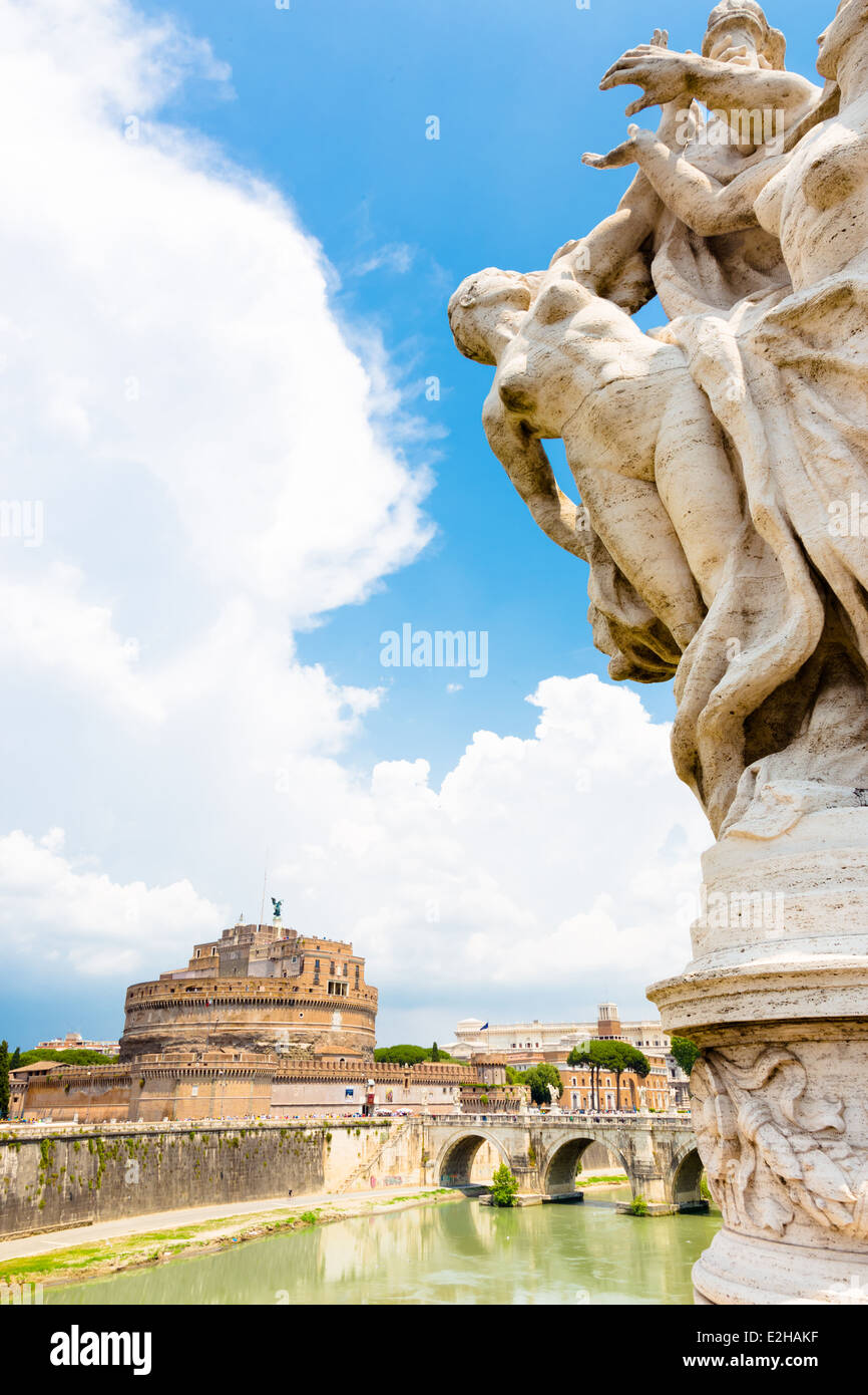 Sant Angelo Castle and Bridge in Rome, Italia Stock Photo - Alamy