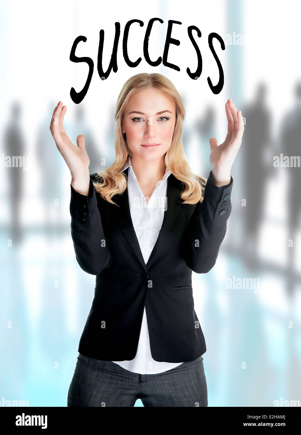 Successful businesswoman in the office, young lady wearing black formal ...