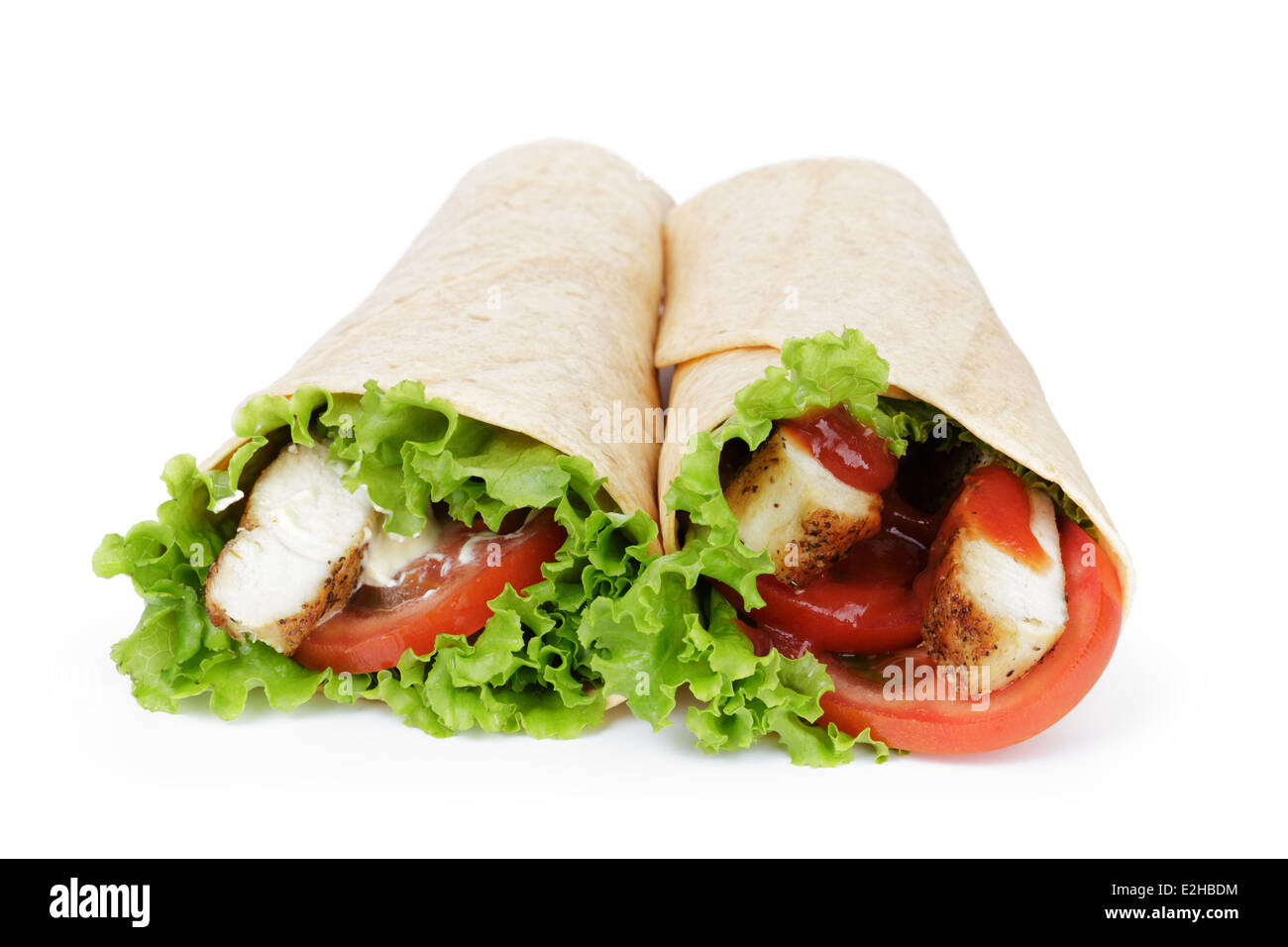 tortilla chicken wraps, isolated on white background Stock Photo - Alamy