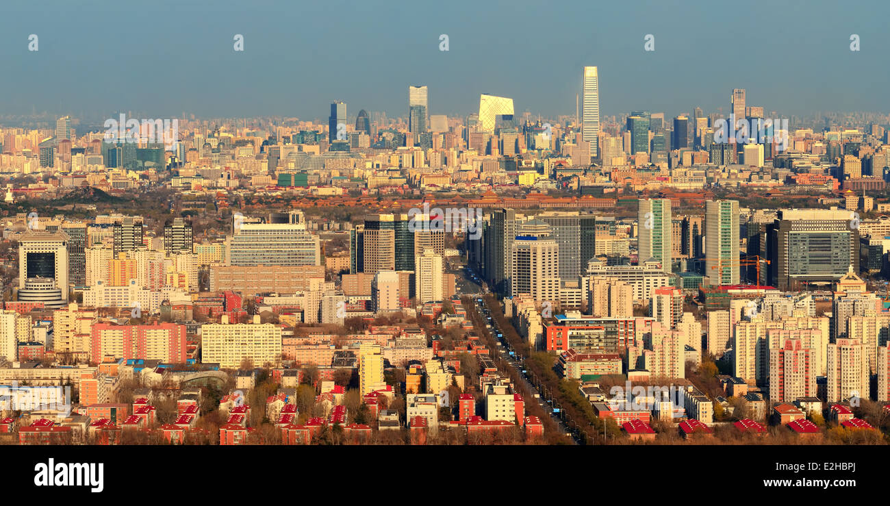 Beijing sunset aerial view with urban buildings Stock Photo - Alamy