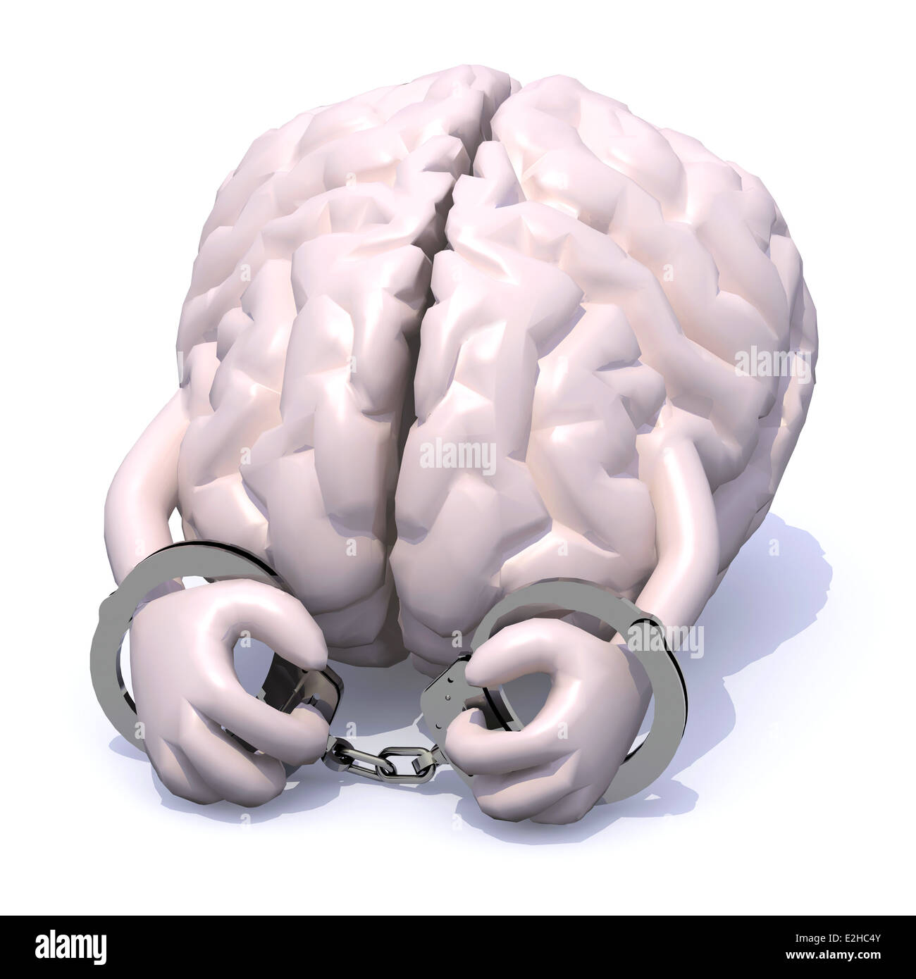 human brain with arms, legs and handcuffs on hands Stock Photo - Alamy