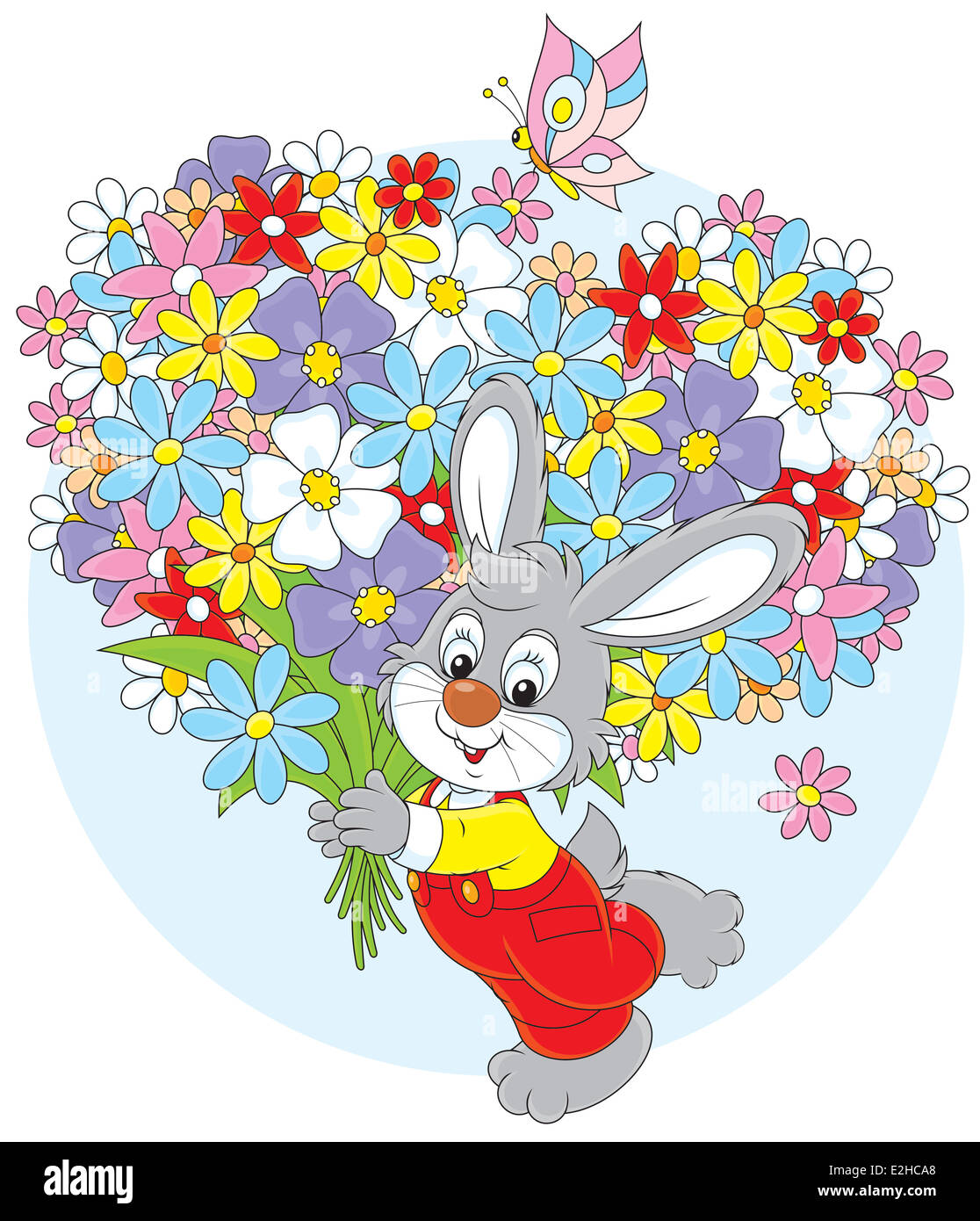 Bunny with flowers Stock Photo - Alamy