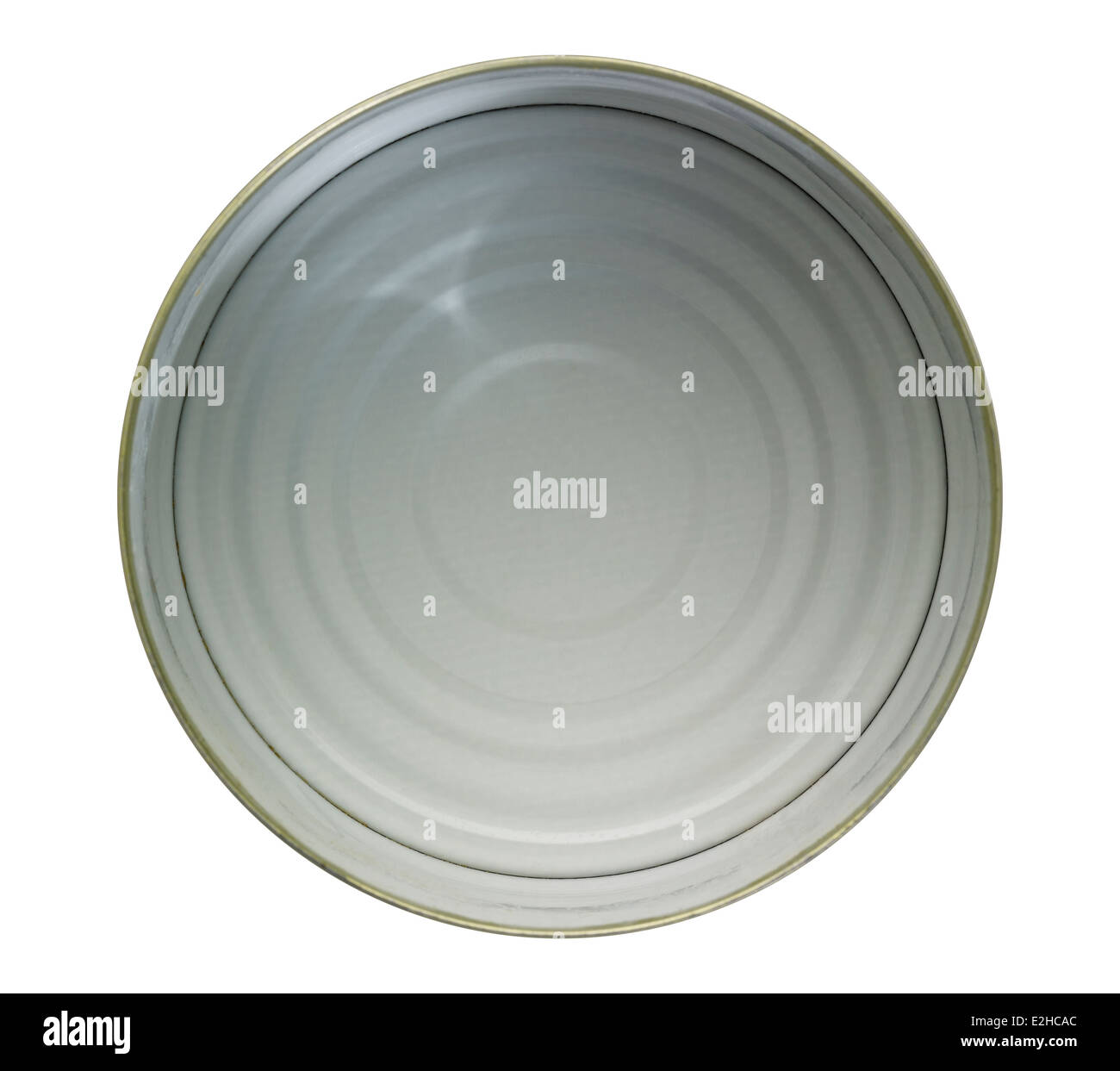 a open empty tin can in white back seen from above Stock Photo - Alamy