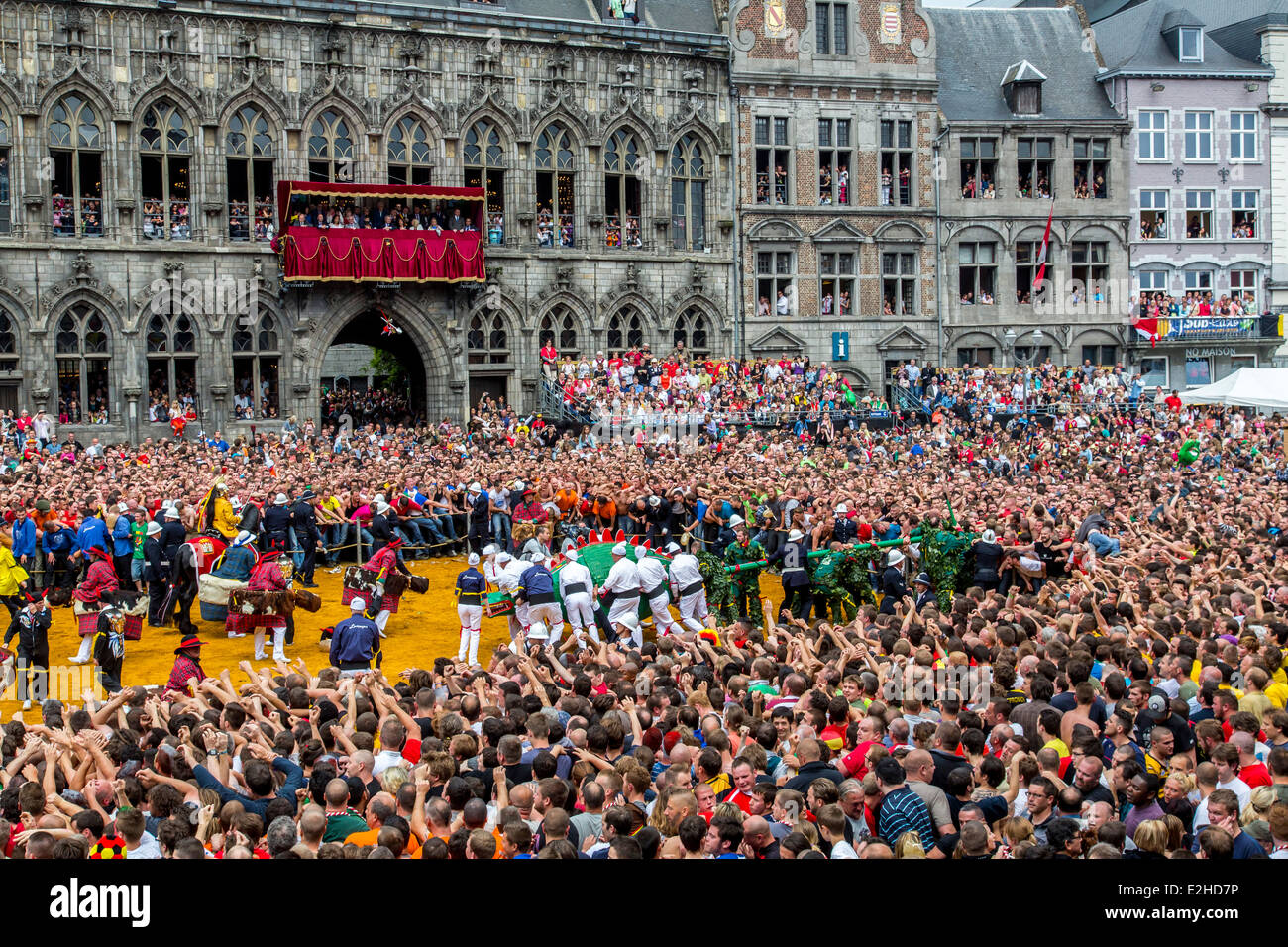 "Doudou" festival in Mons, Belgium. "Lumeçon" battle of the holy St ...