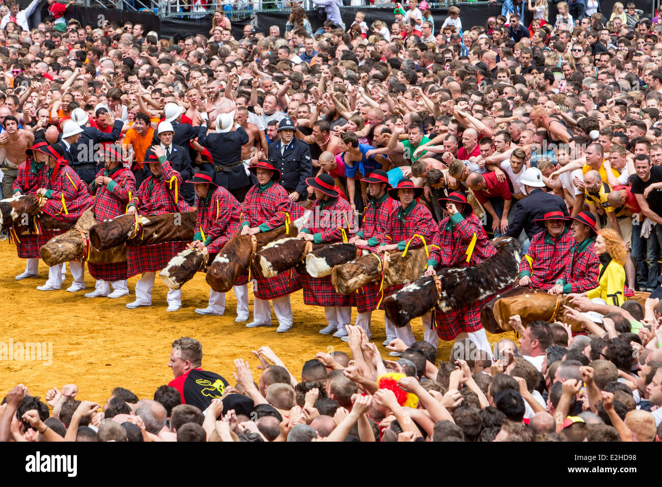 "Doudou" festival in Mons, Belgium. "Lumeçon" battle of the holy St ...