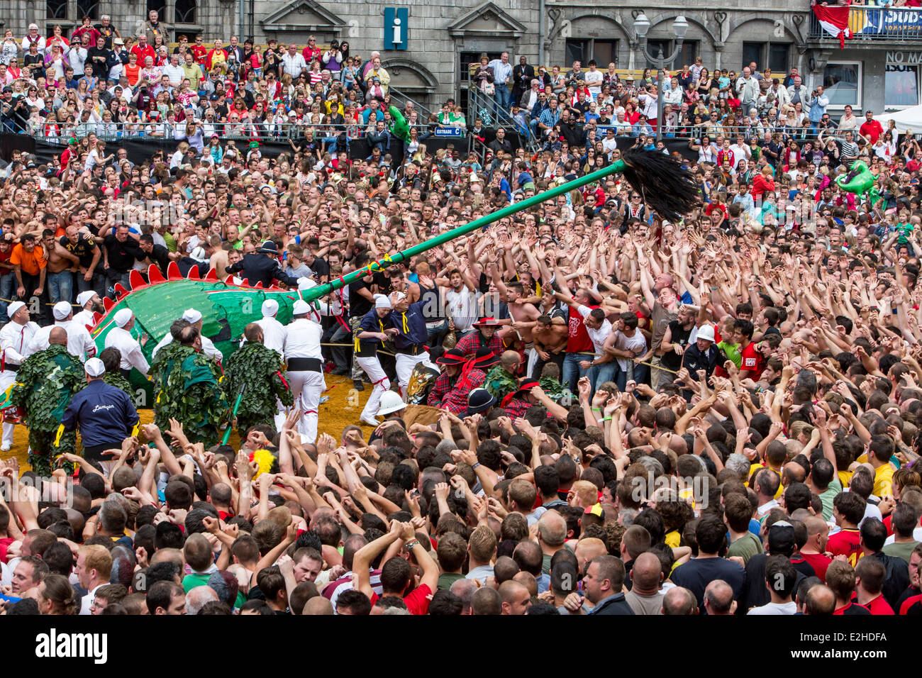 "Doudou" festival in Mons, Belgium. "Lumeçon" battle of the holy St ...