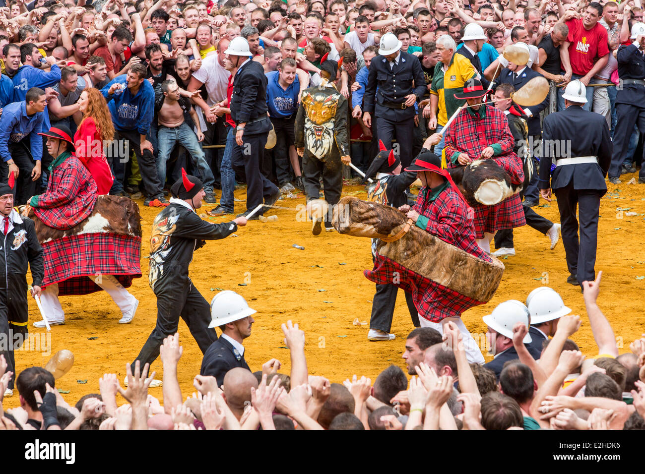 "Doudou" festival in Mons, Belgium. "Lumeçon" battle of the holy St ...