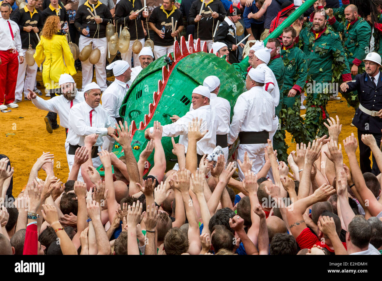 "Doudou" festival in Mons, Belgium. "Lumeçon" battle of the holy St ...